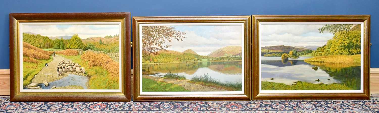 Lot 796 - PHILIP GERRARD; three oils on board,