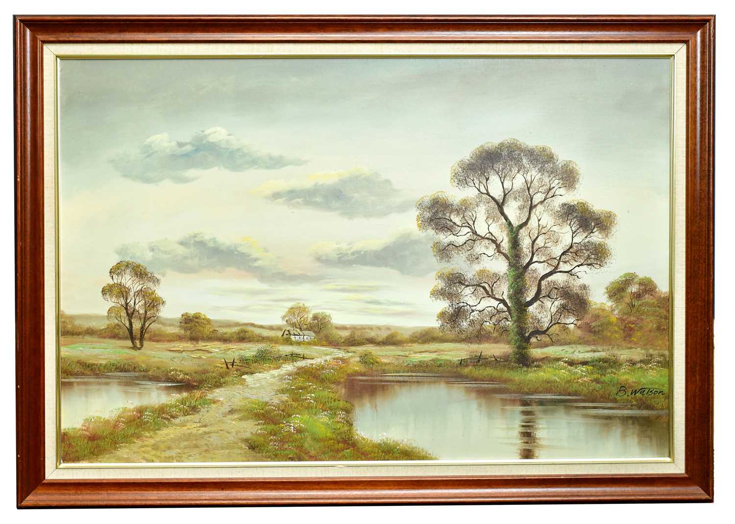 Lot 797 - B WATSON; oil on canvas, rural scene, signed