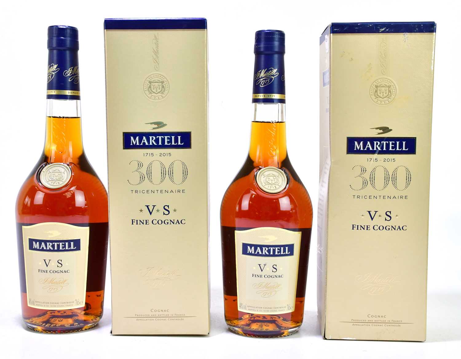Lot 478 - COGNAC; two bottles of Martell 300 year VS