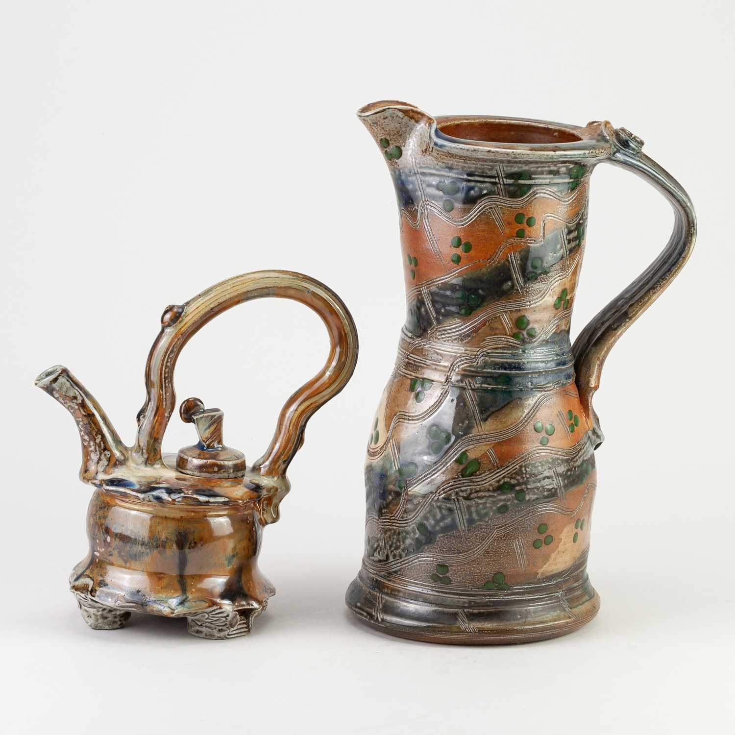 Lot 671 - RICHARD DEWAR; a salt glazed jug with