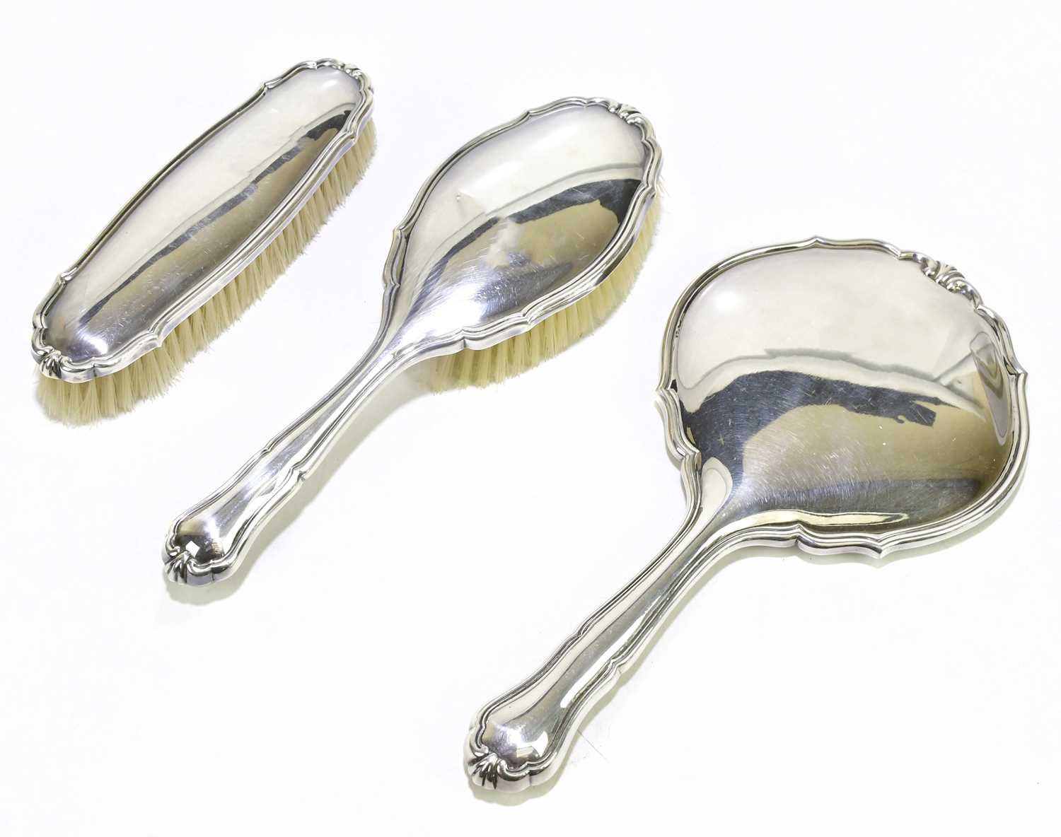 Lot 1137 - A 835 grade silver vanity set to include a