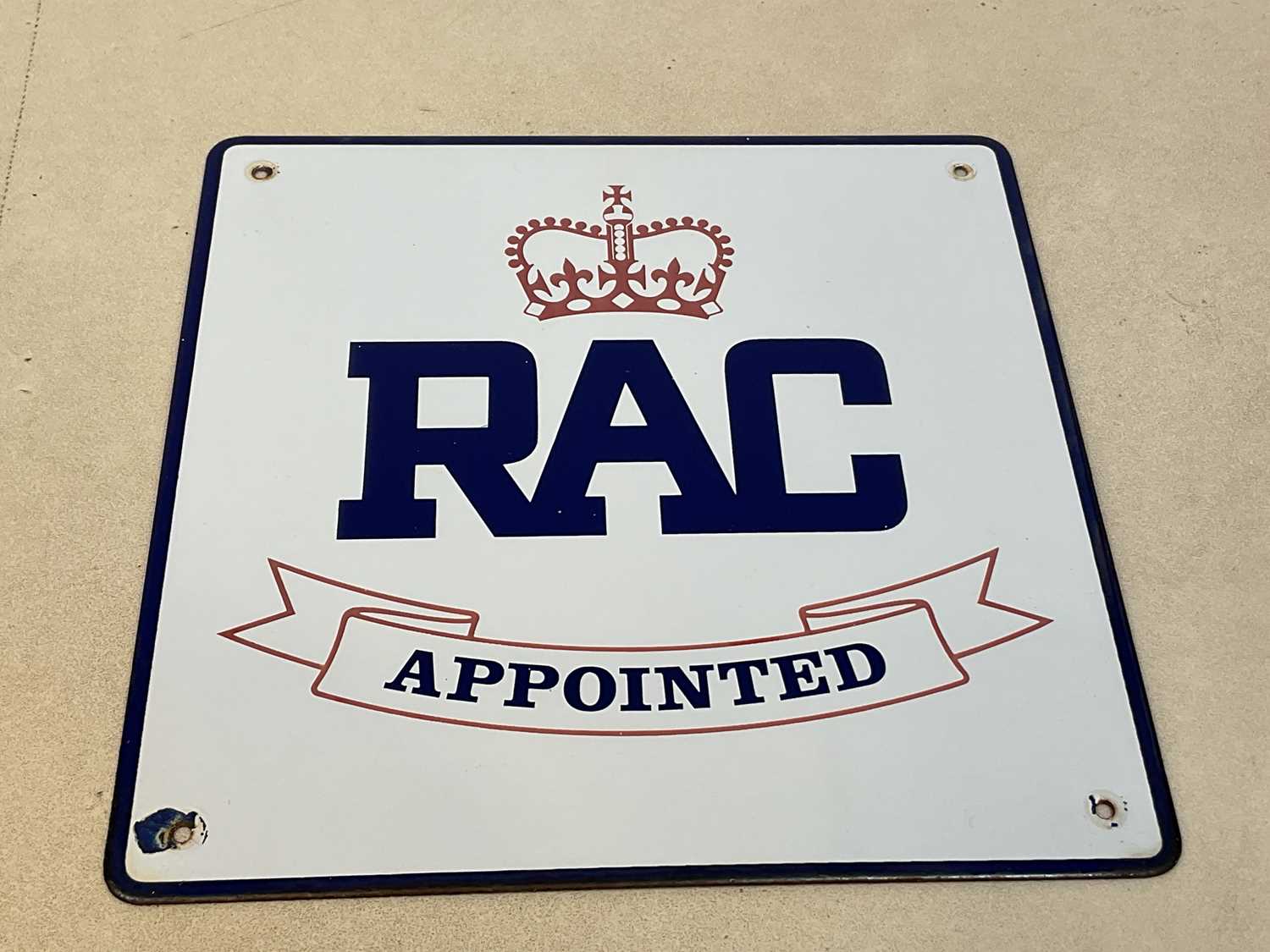 Lot 54 - BURNHAM SIGNS; an enamel RAC Appointed square