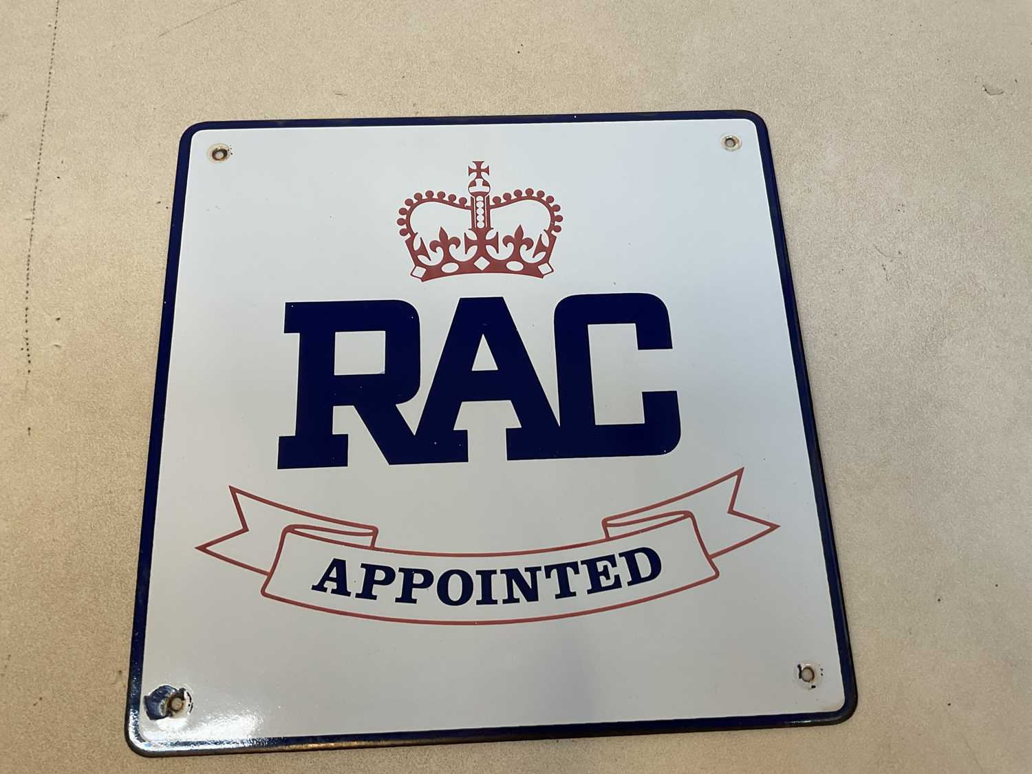 Lot 54 - BURNHAM SIGNS; an enamel RAC Appointed square