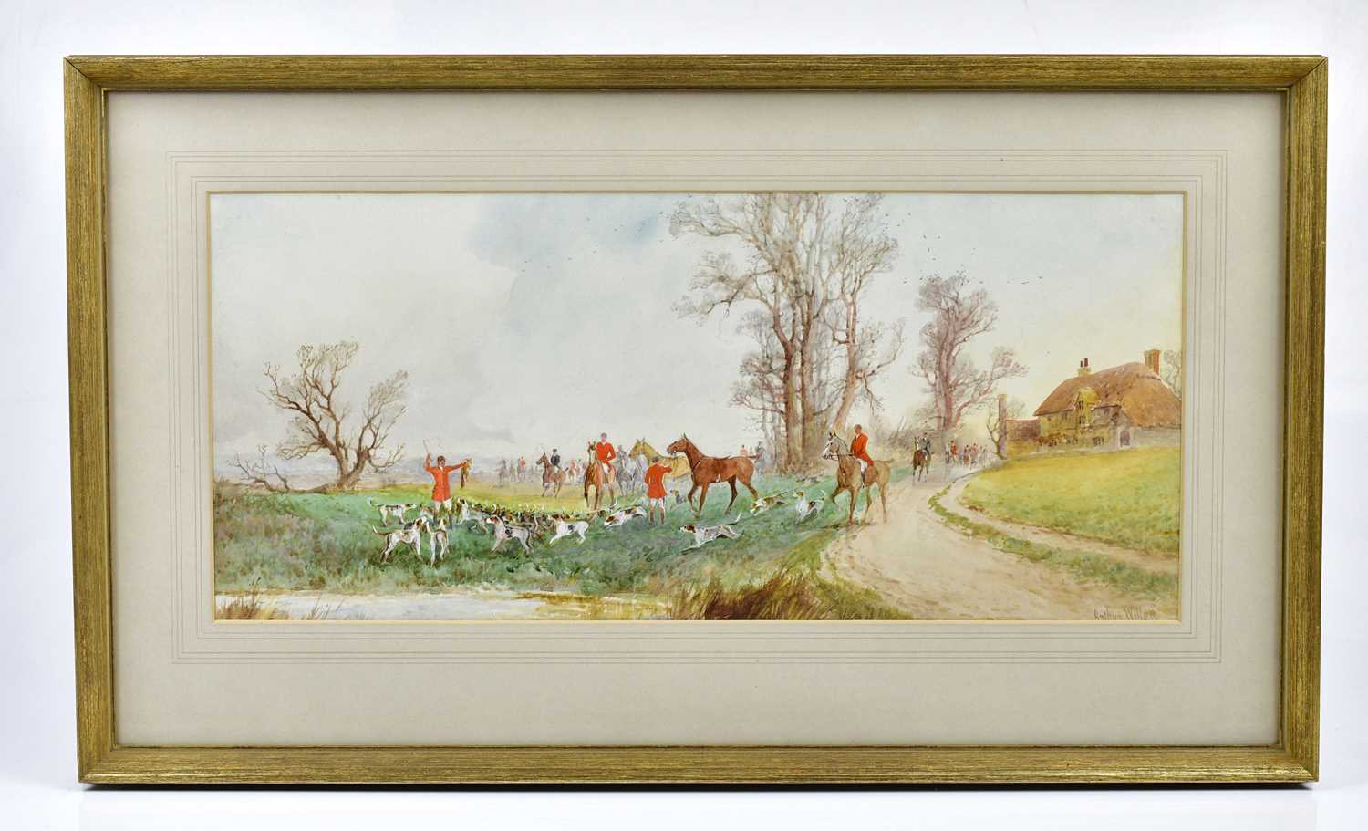 Lot 302 - ARTHUR WILLETT; watercolour, hunting scene,