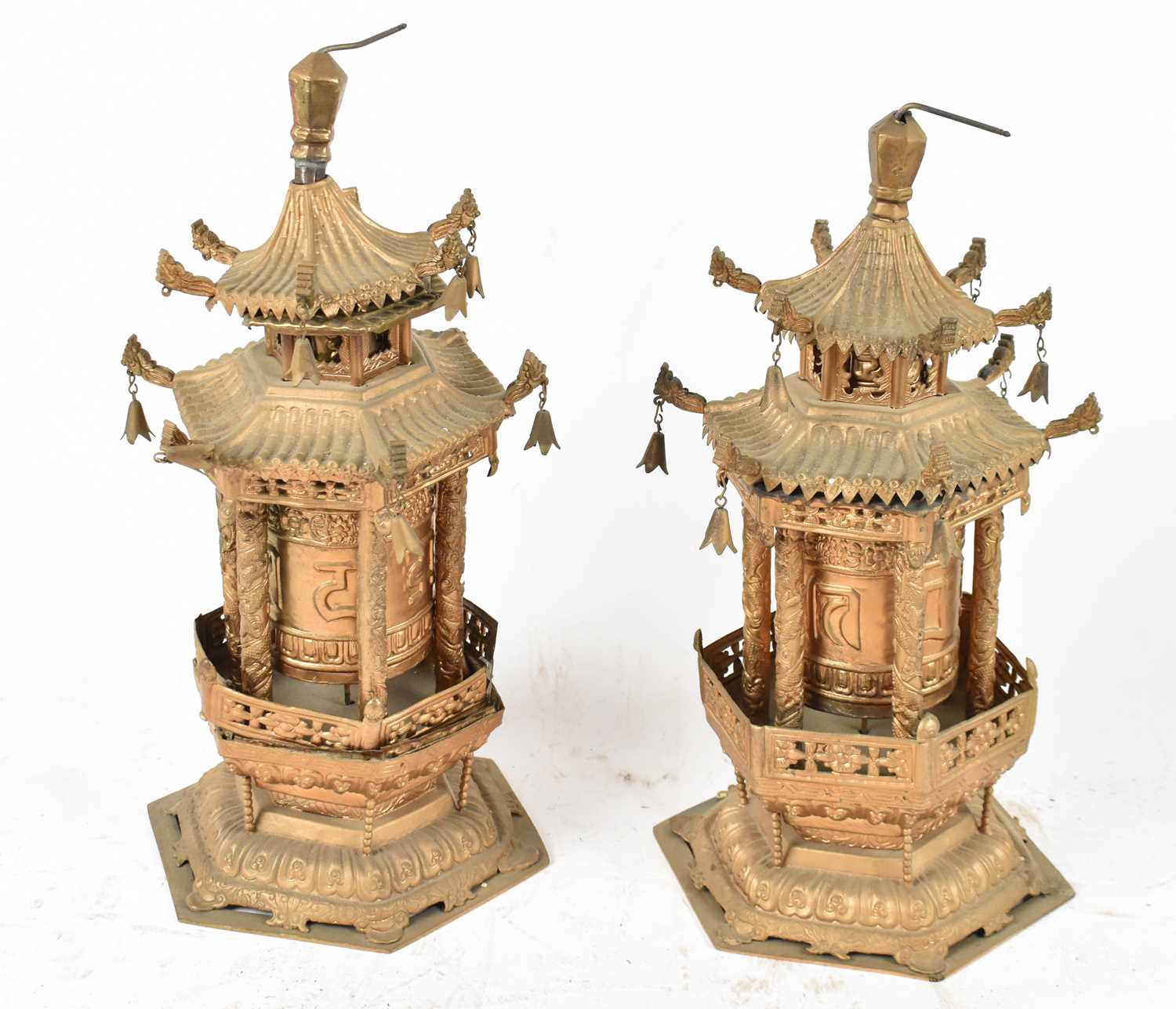 Lot 534 - A pair of Chinese gilt metal models of