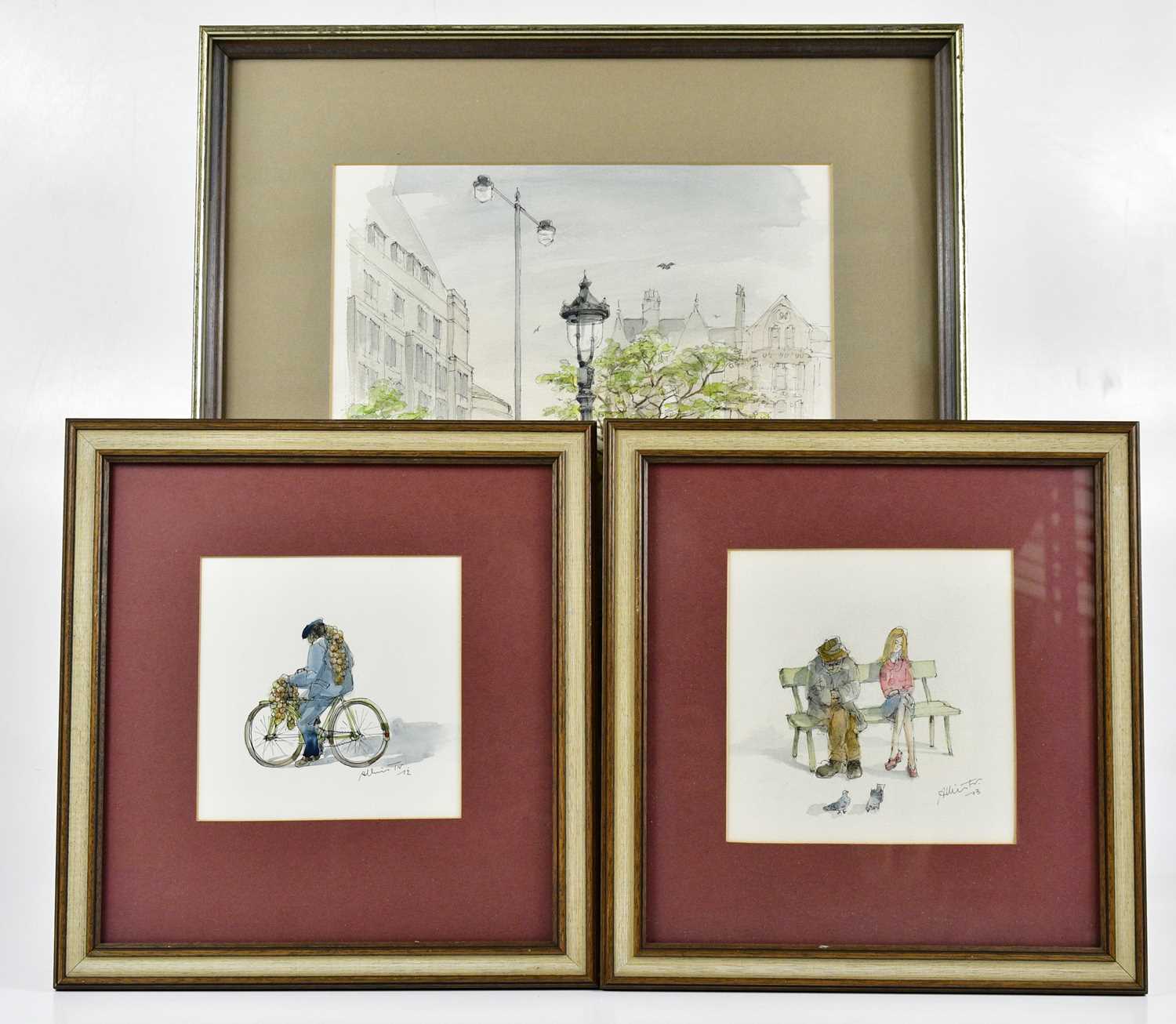 Lot 147 - ALBIN TROWSKI; mixed media lady feeding