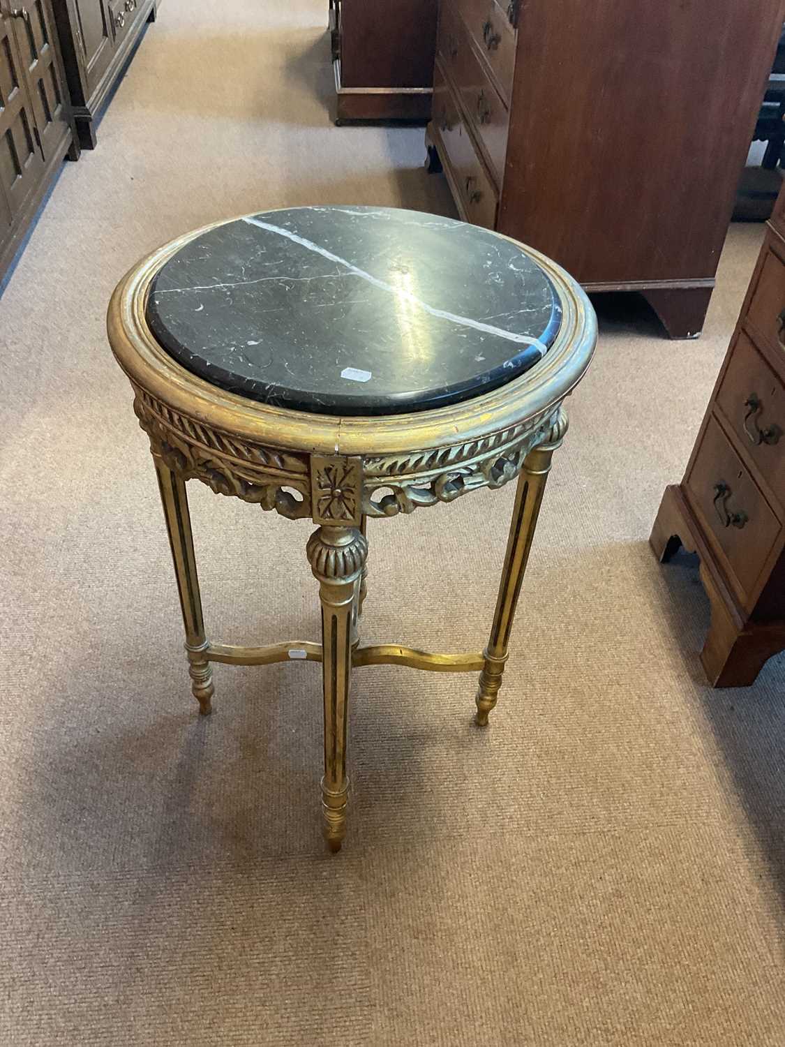 Lot 2557 - A modern gilt wood side table with inset
