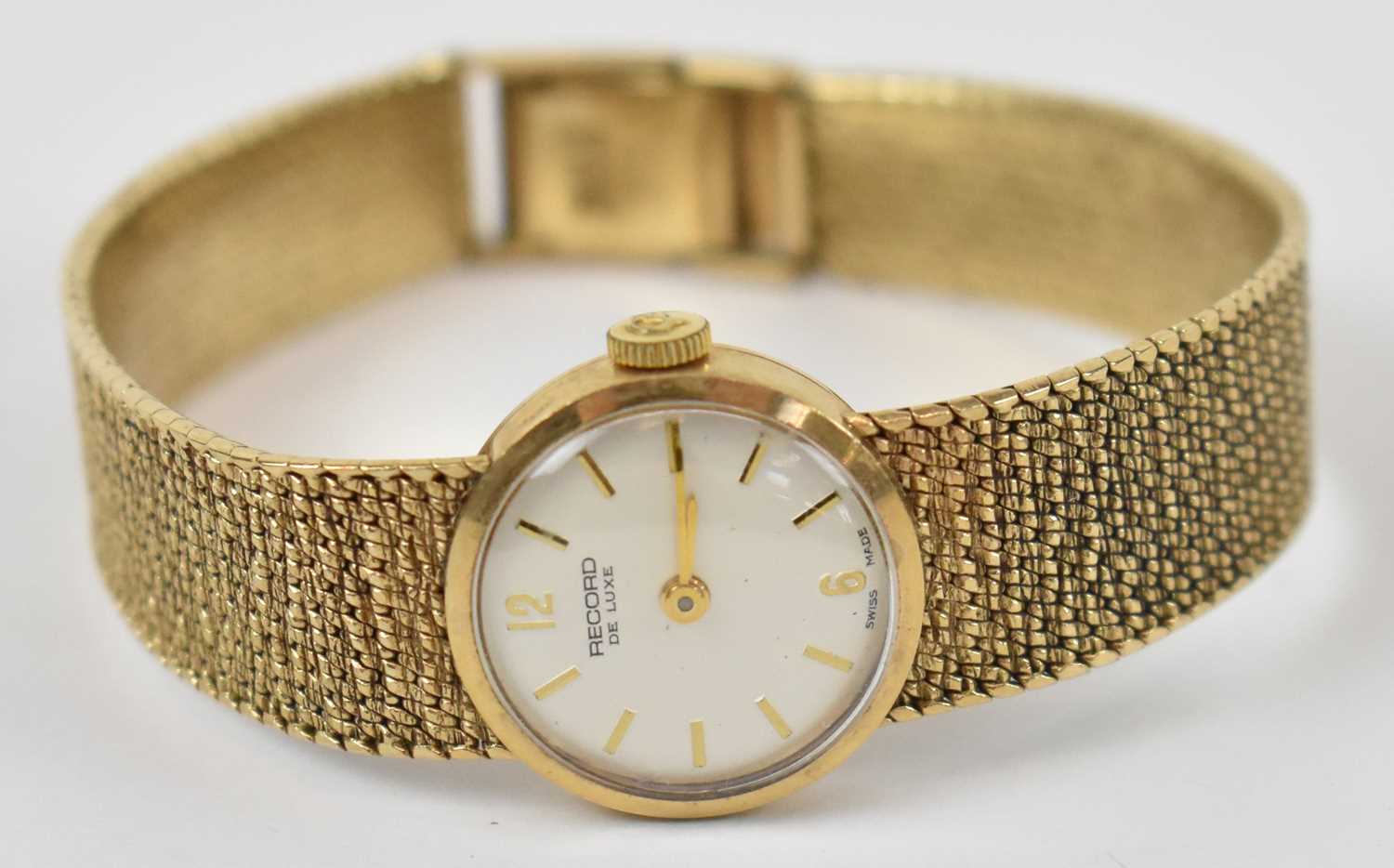 Lot 713 - RECORD; a 9ct yellow gold lady's wristwatch,