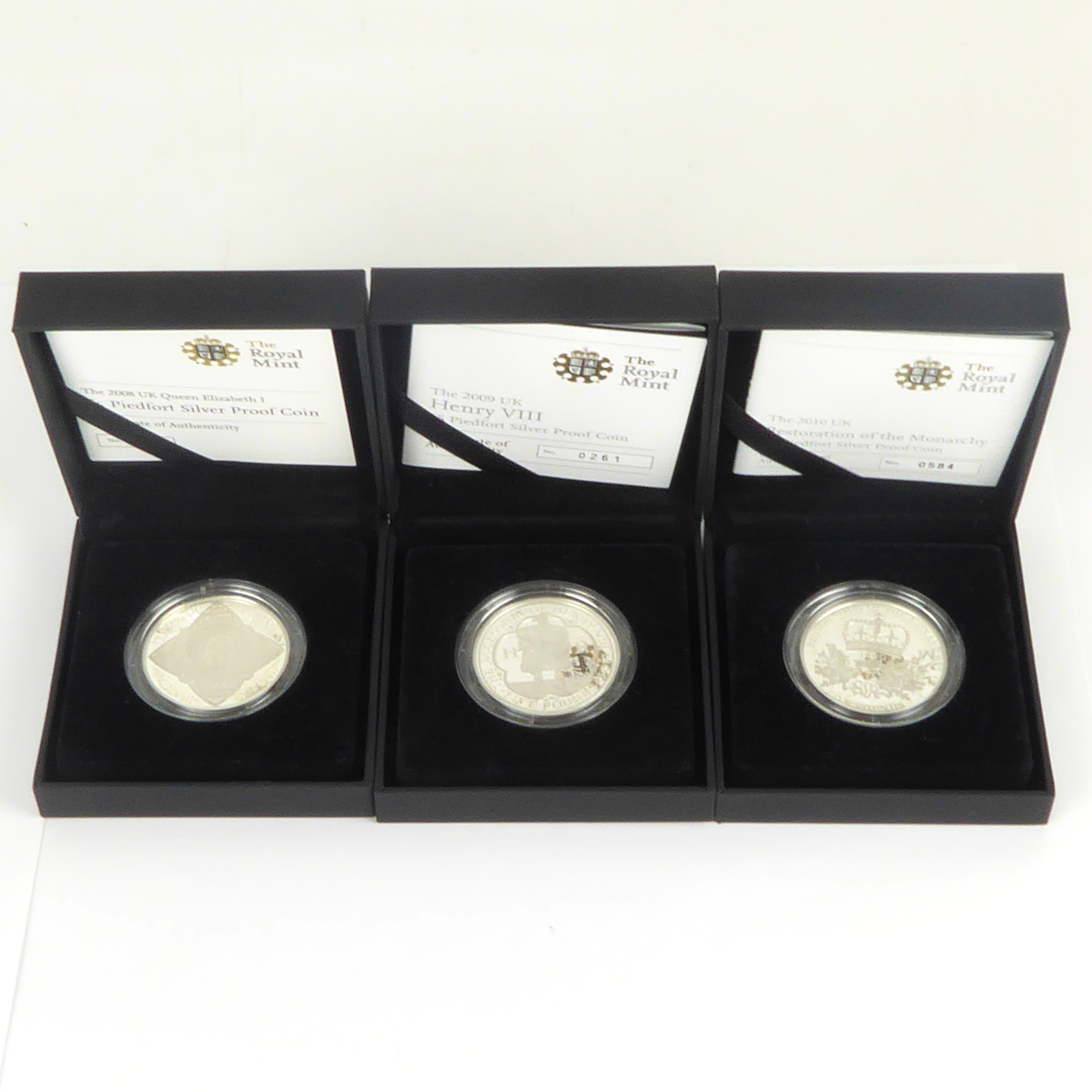 Lot 698 - THE ROYAL MINT; three silver Piedfort coins