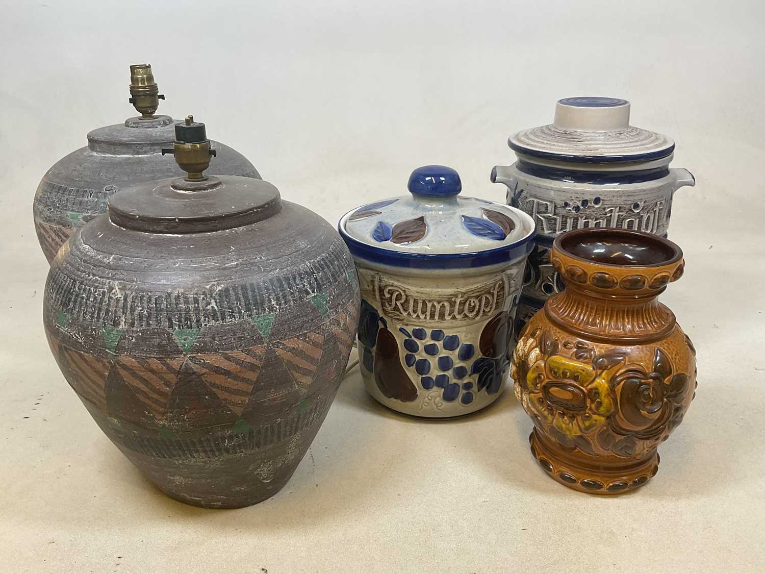 Lot 210 - Two West German Rumtopf storage jars and