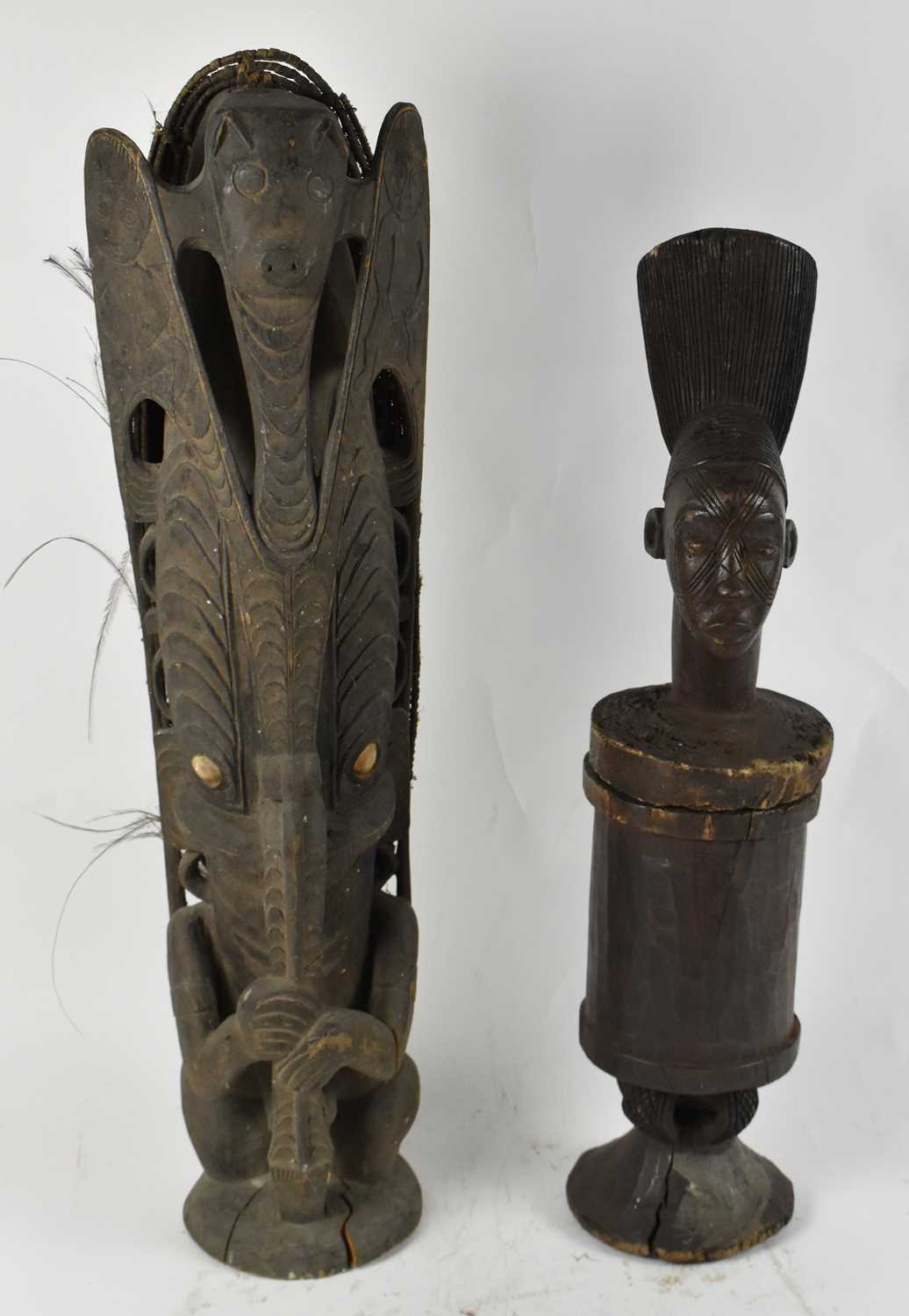 Lot 513 - TRIBAL ART; a large African carved wooden