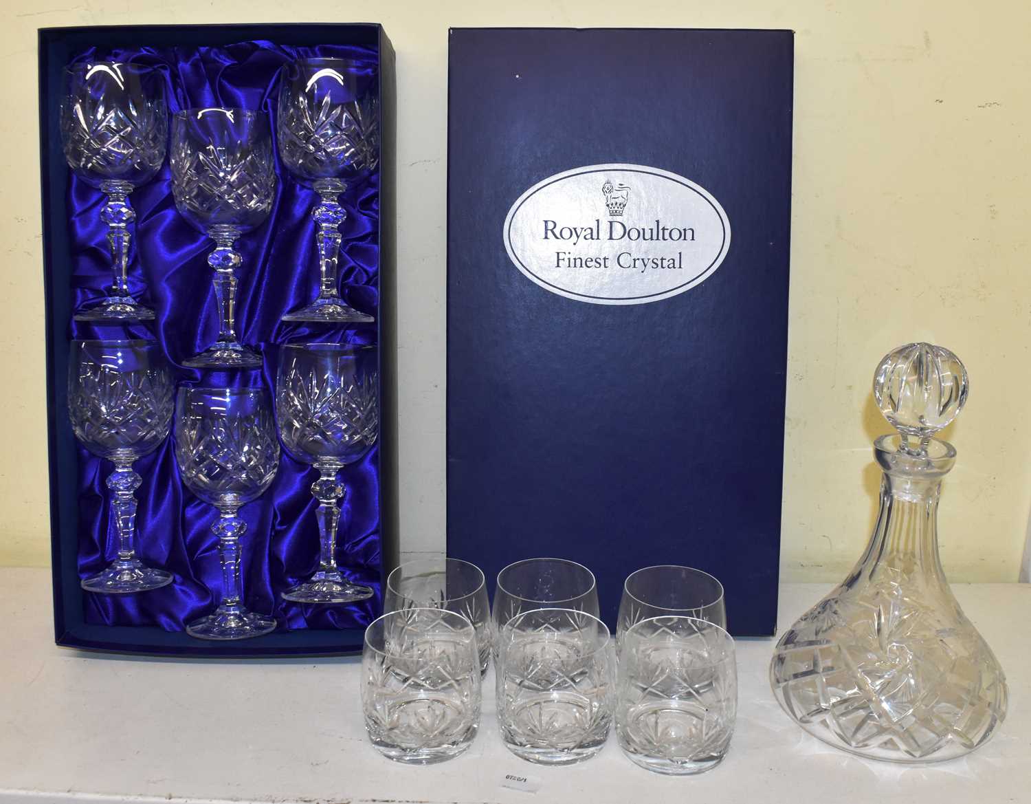 Lot 435 - A set of six Royal Doulton crystal wine