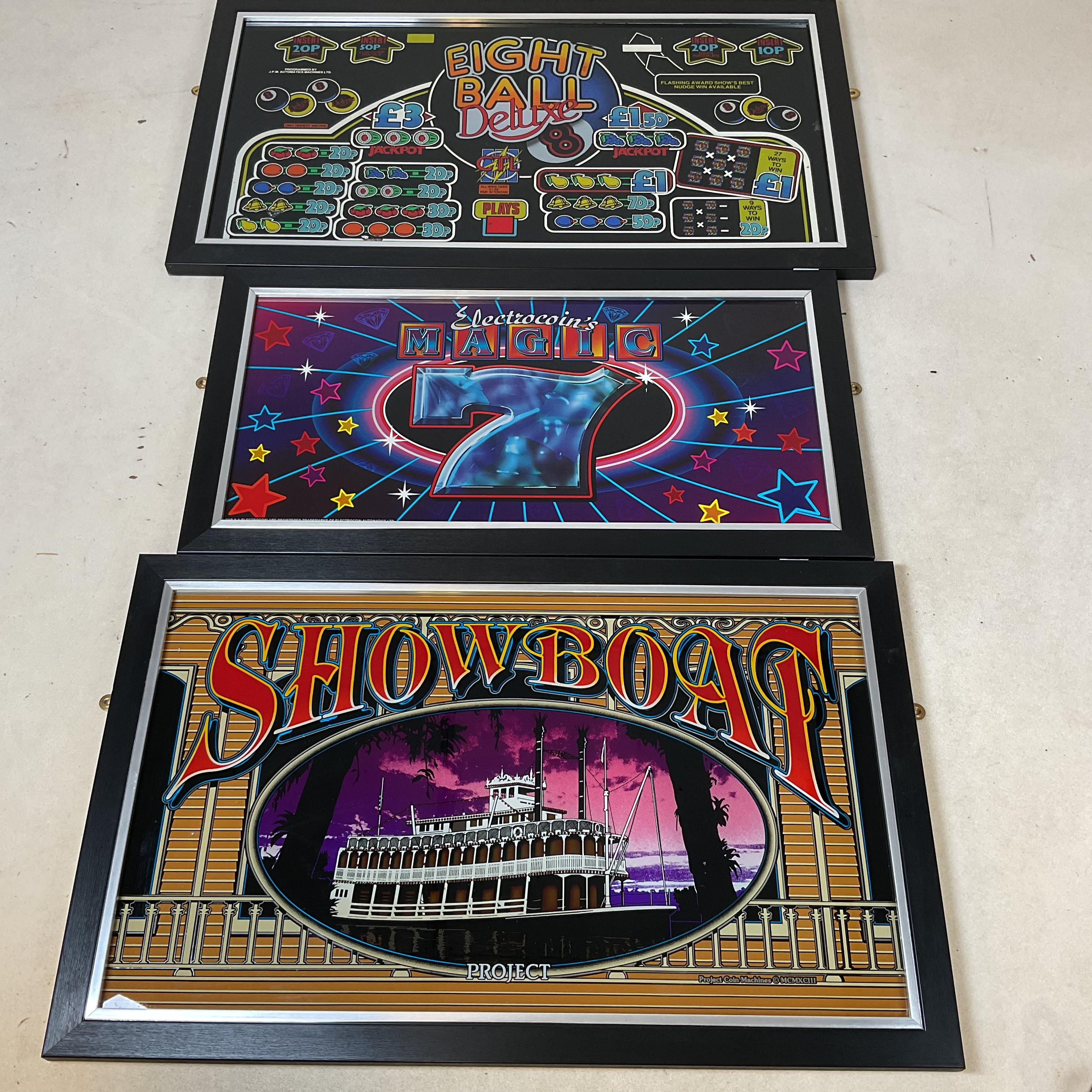 Lot 38 - Three fruit machine display backboards,