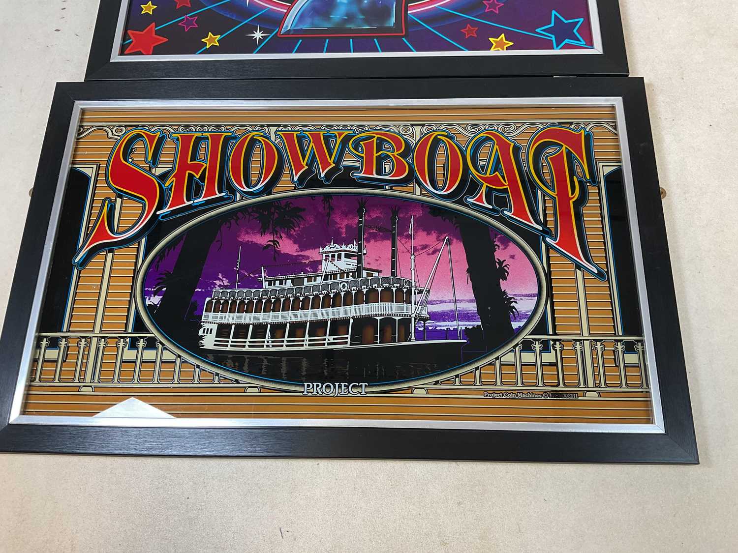 Lot 38 - Three fruit machine display backboards,