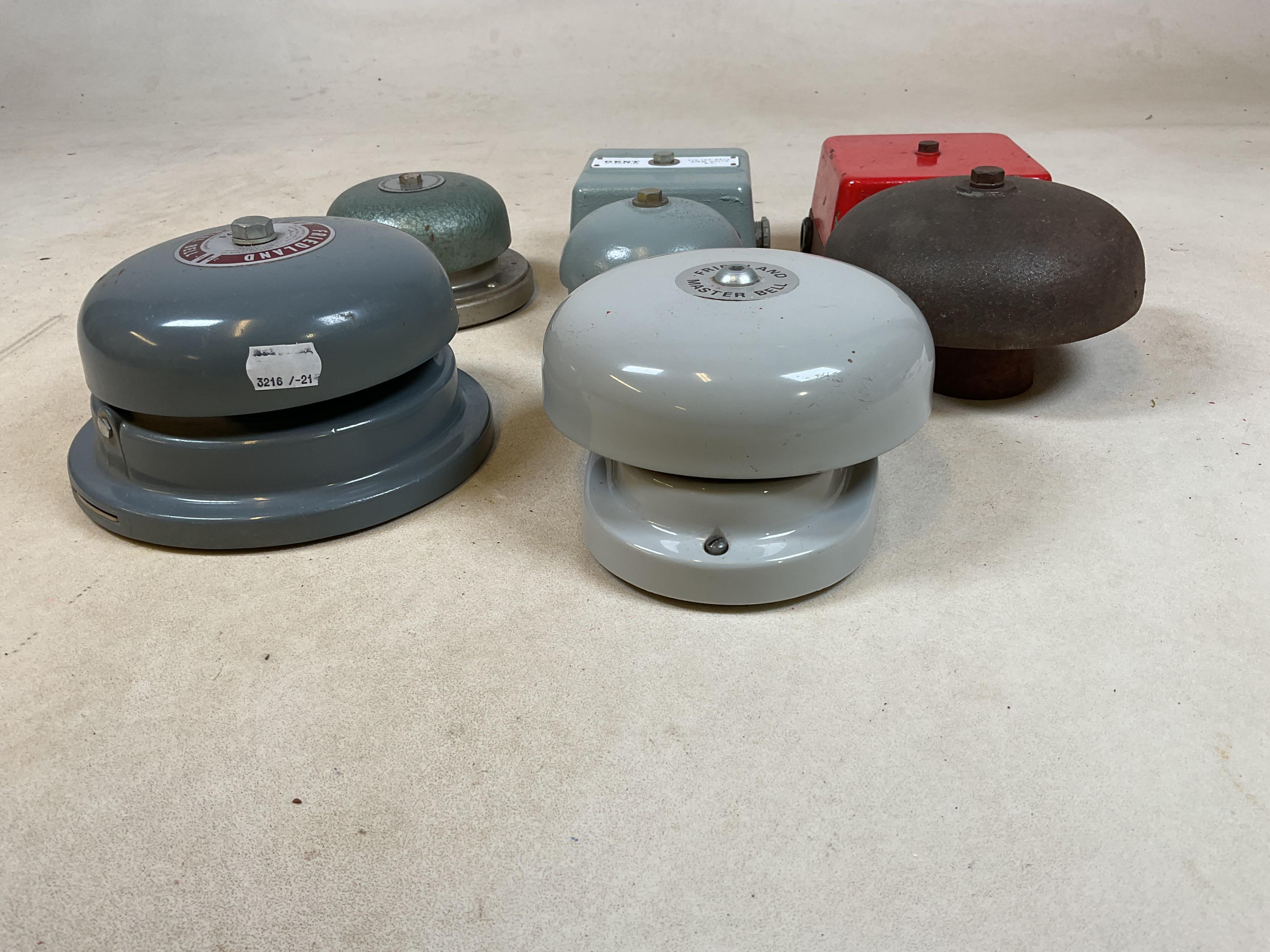 Lot 10 - Five vintage wall mounted fire bells,