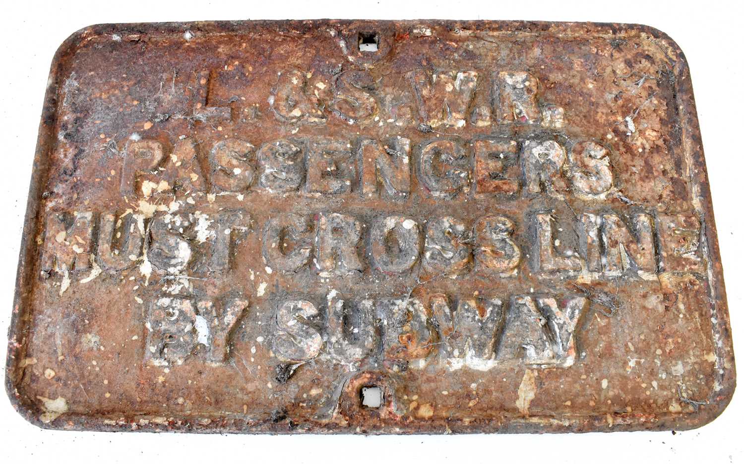 Lot 16 - RAILWAYANA; L&SWR cast iron sign 'Passengers