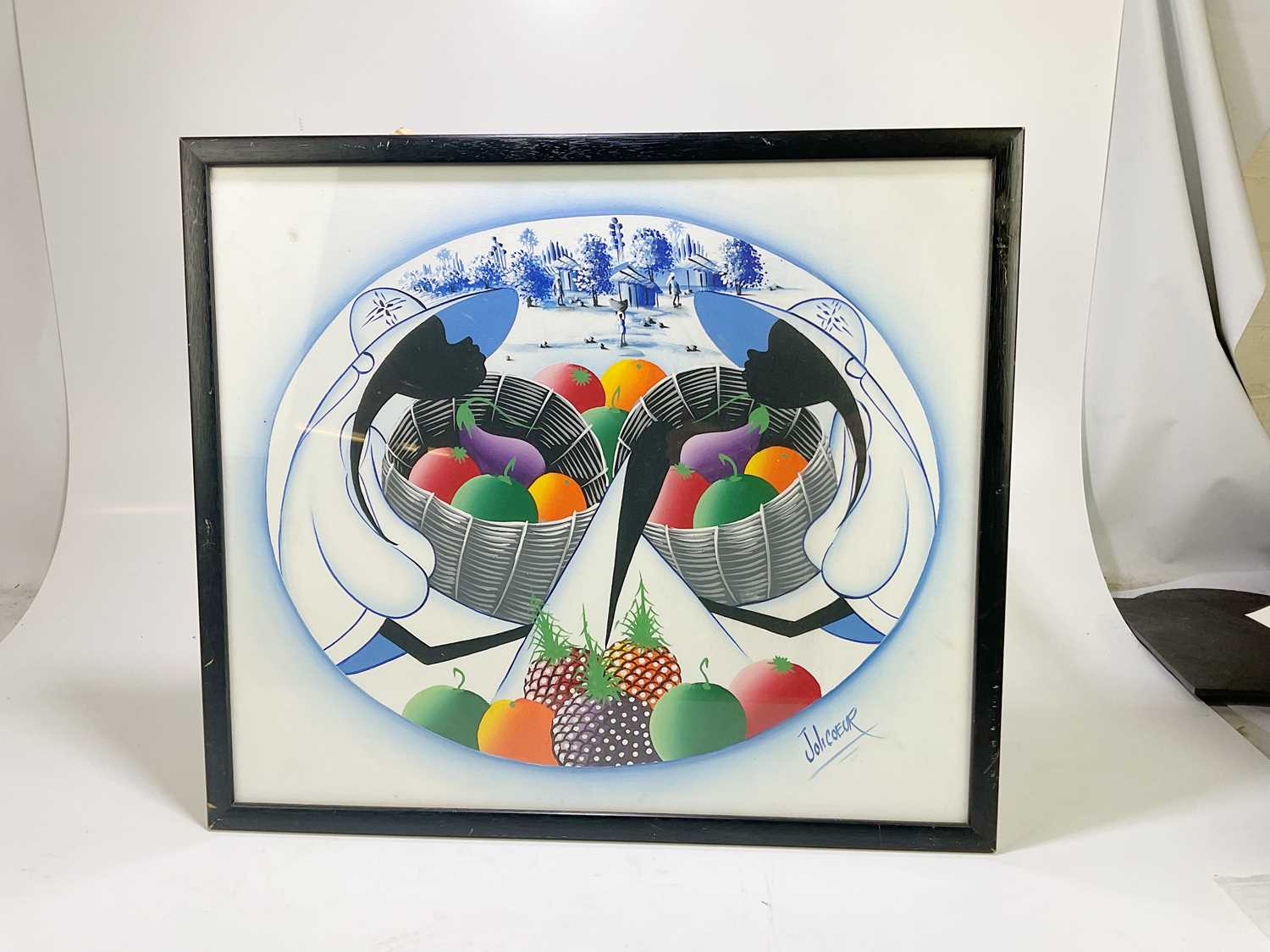 Lot 1571 - EMMANUEL JOLICOEUR; oil, stylised figures