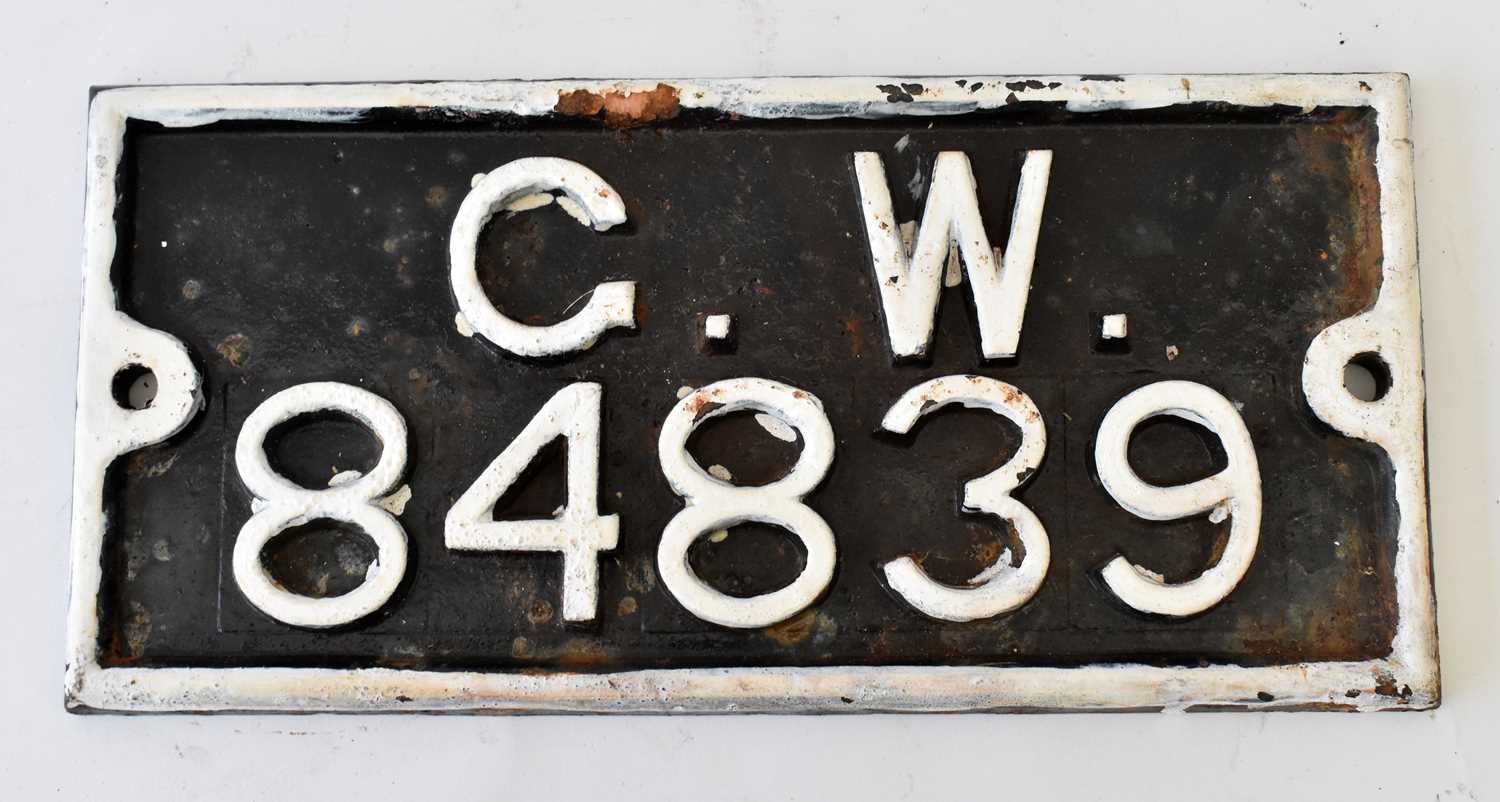 Lot 30 - RAILWAYANA; a cast iron registration