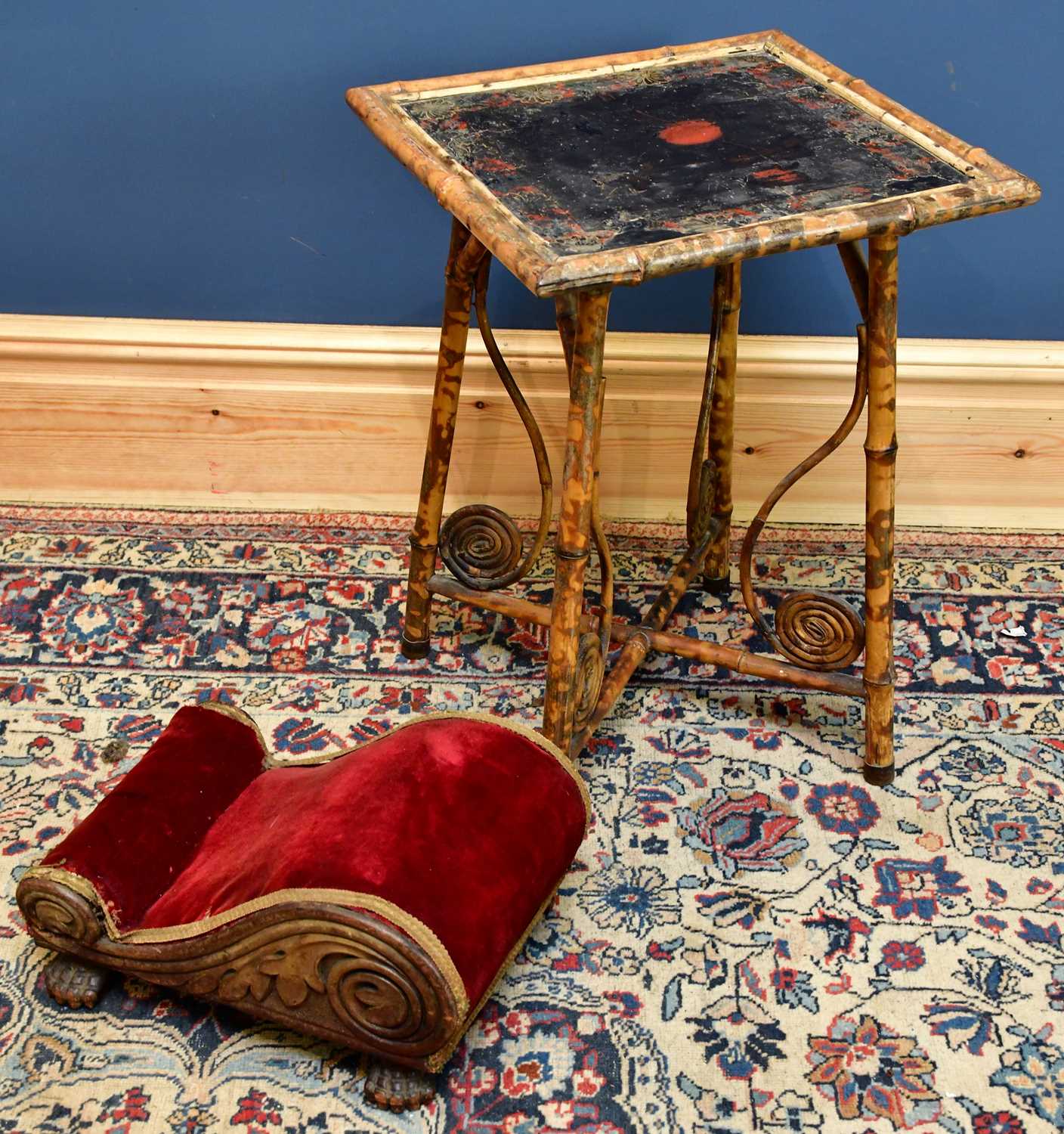 Lot 2495 - A Victorian carved walnut gout stool,