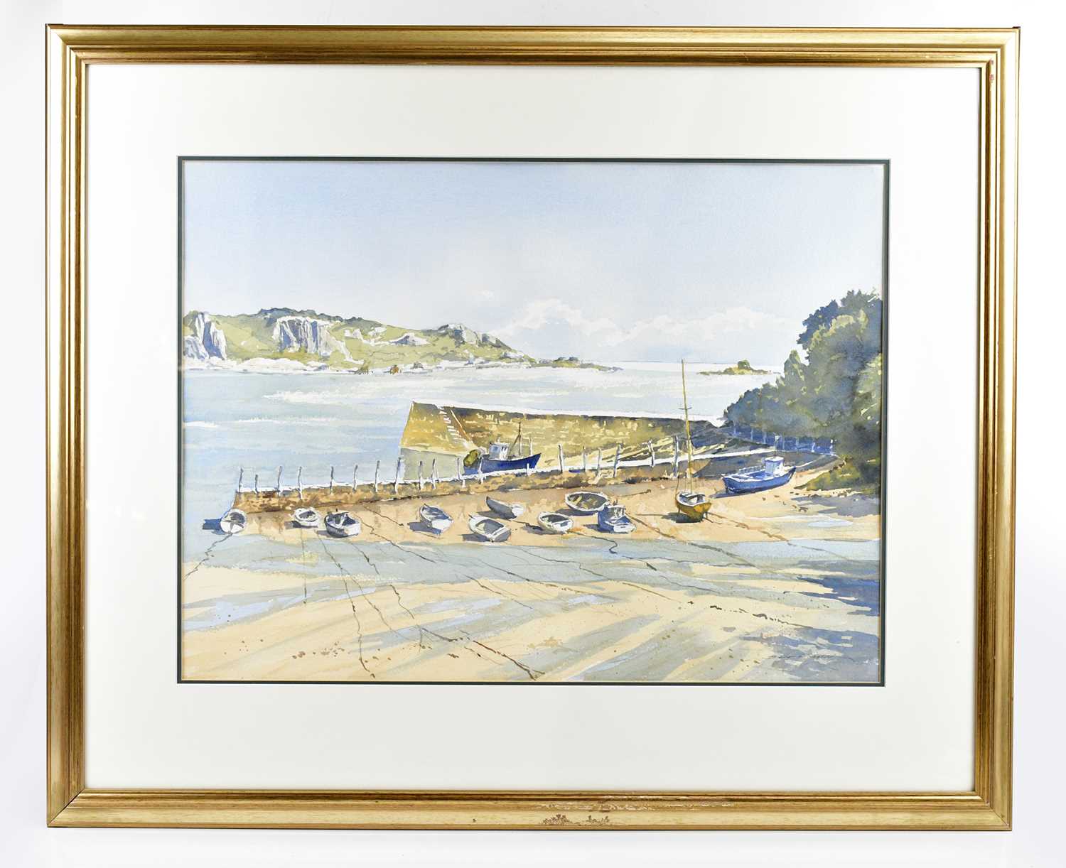 Lot 160 - BERT WRIGHT; watercolour, 'Low Tide, Jersey',