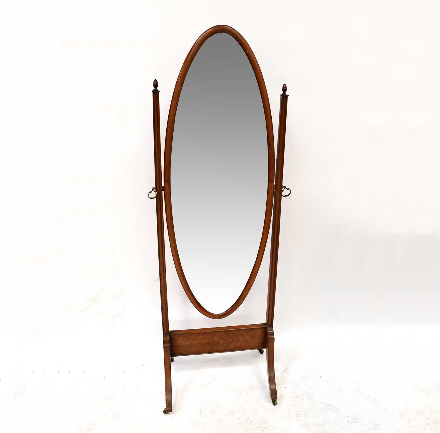 Lot 100 - A reproduction floor-standing oval bevel