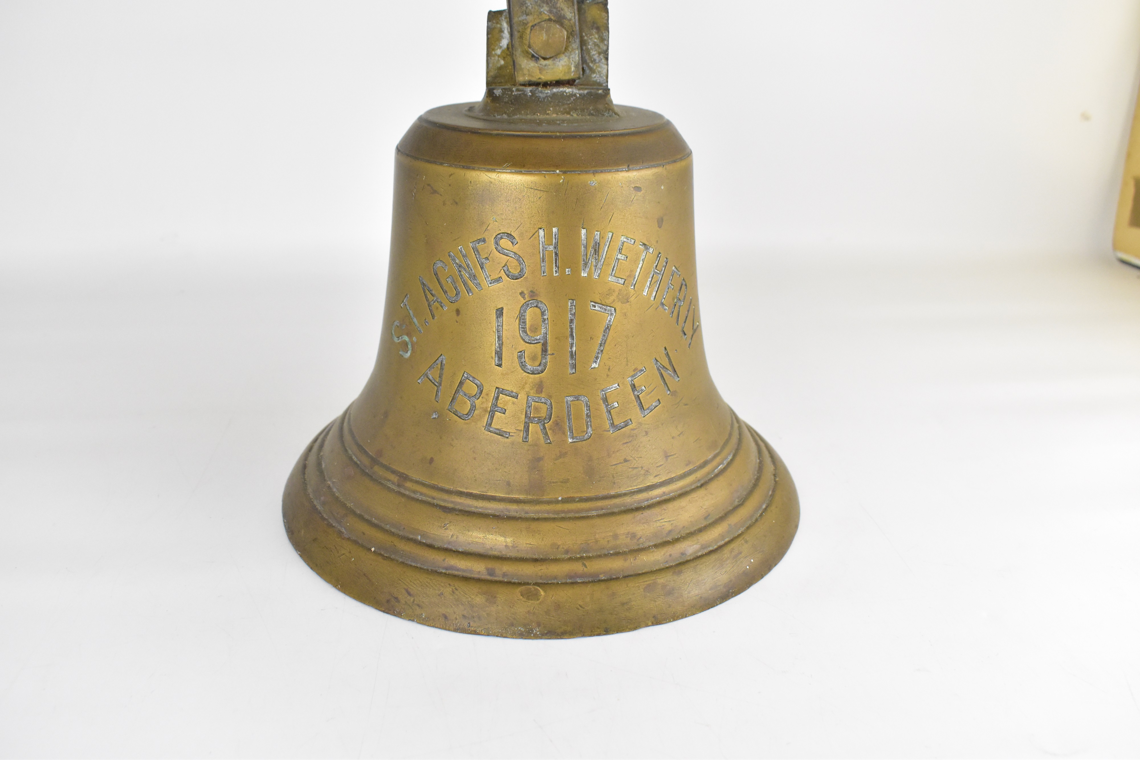 Lot 240 - A brass bell from the trawler S.T. Agnes H.