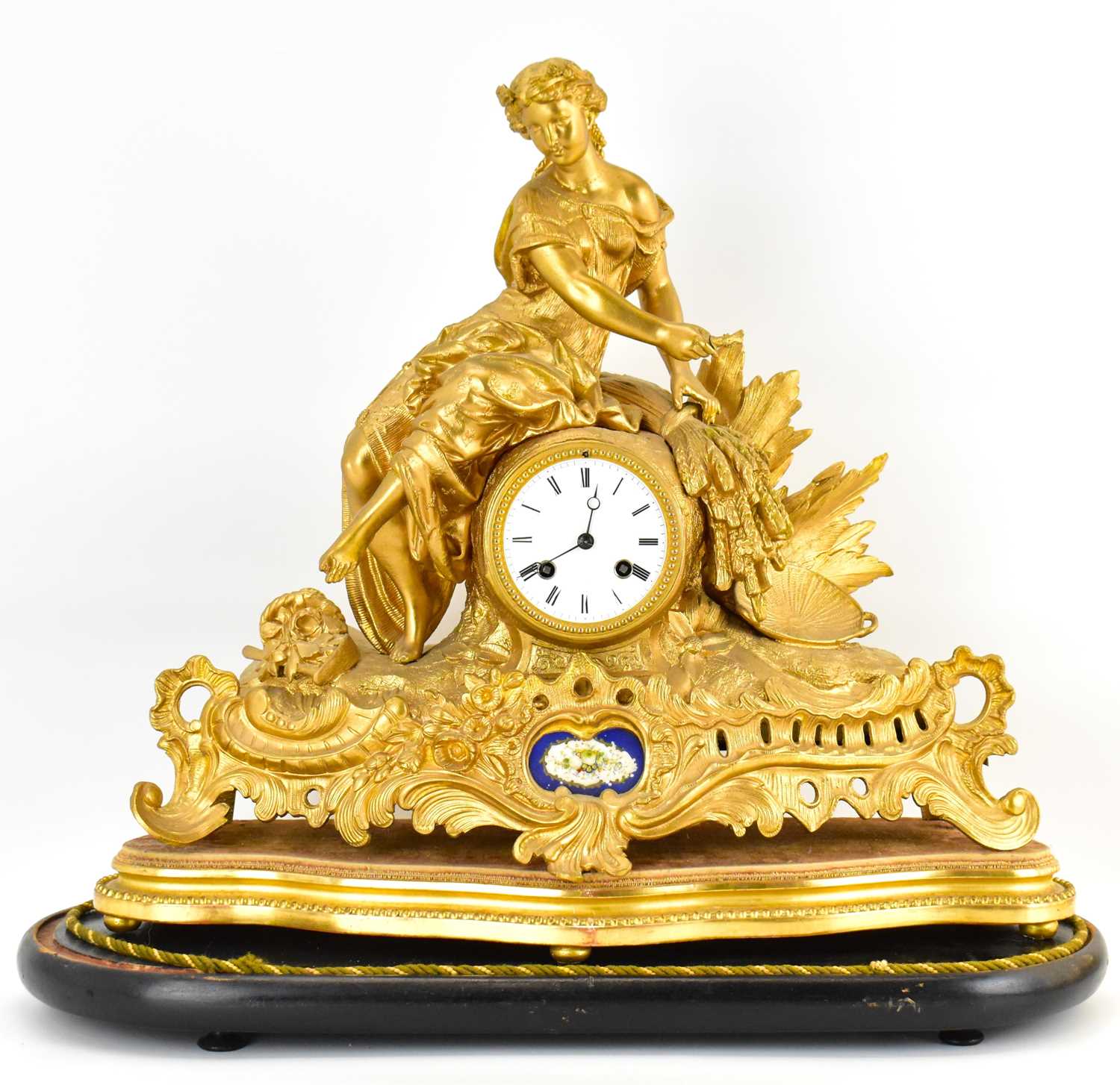 Lot 148 - A 19th century gilt metal mantel clock, the