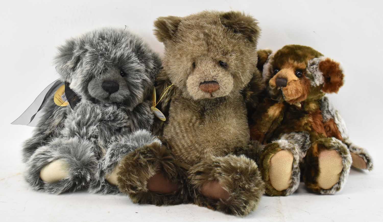 Lot 316 - CHARLIE BEARS; three stuffed bears titled