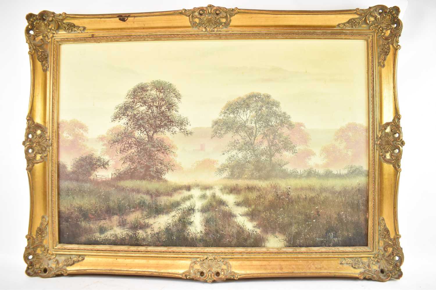 Lot 261 - DAVID MORGAN; large oil on canvas, rural