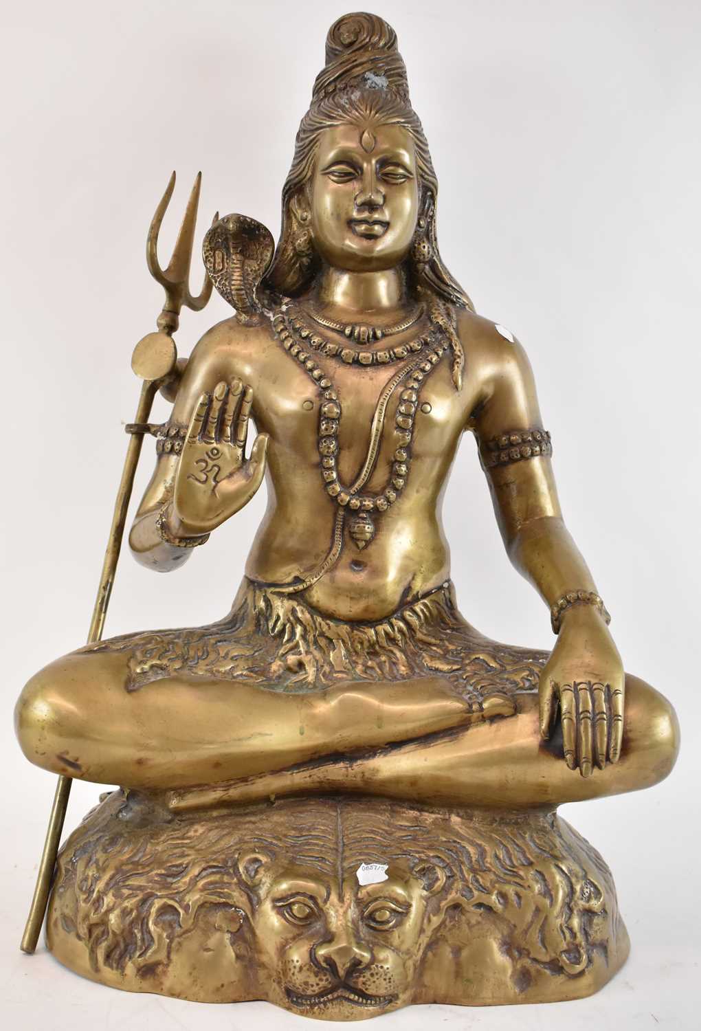 Lot 628 - A large Indian brass statue of Shiva, height