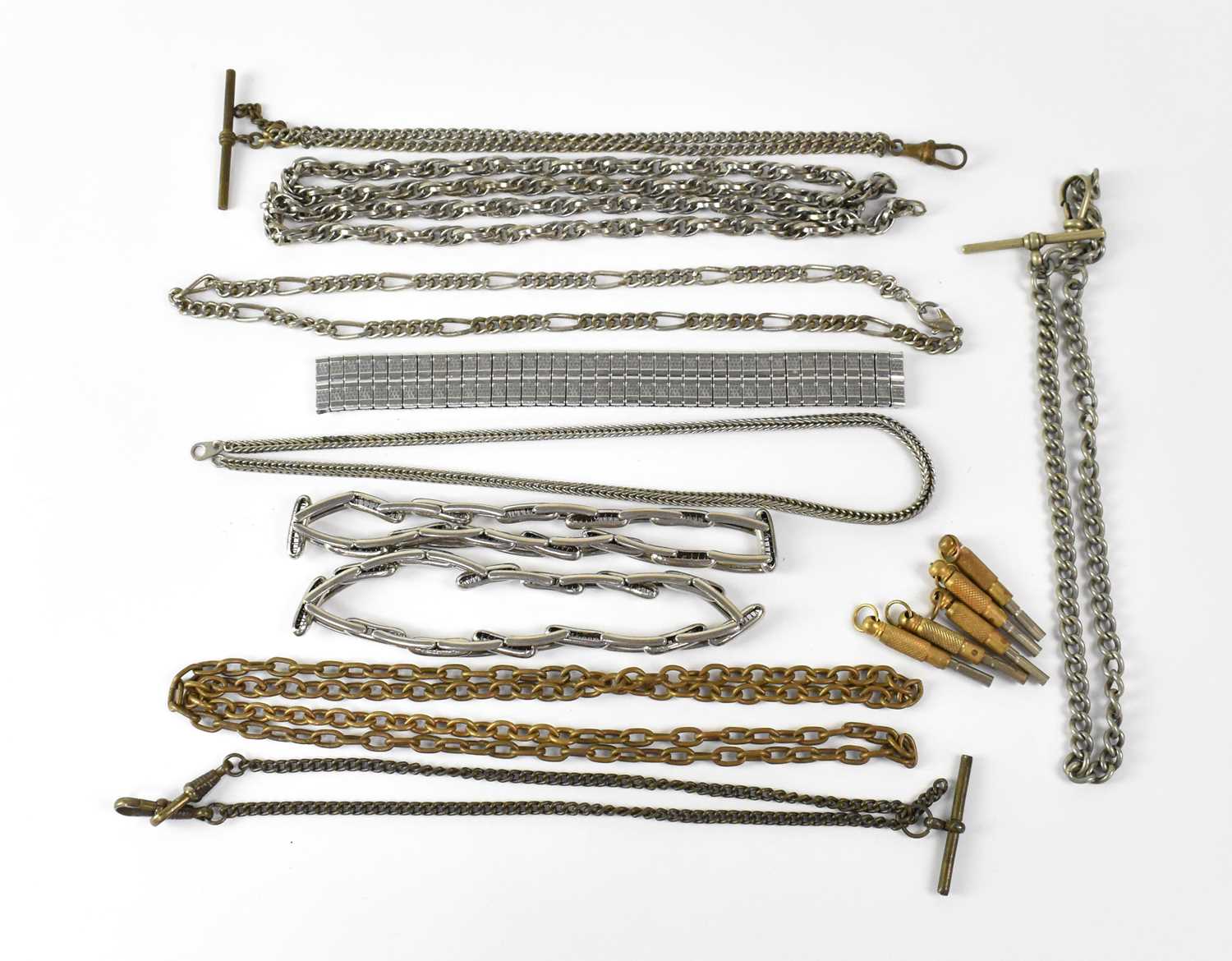 Lot 1158 - A quantity of pocket watch chains, keys,