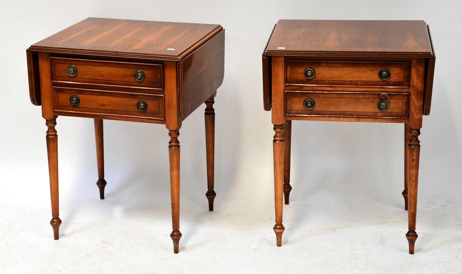 Lot 14 - A pair of reproduction yew wood crossbanded