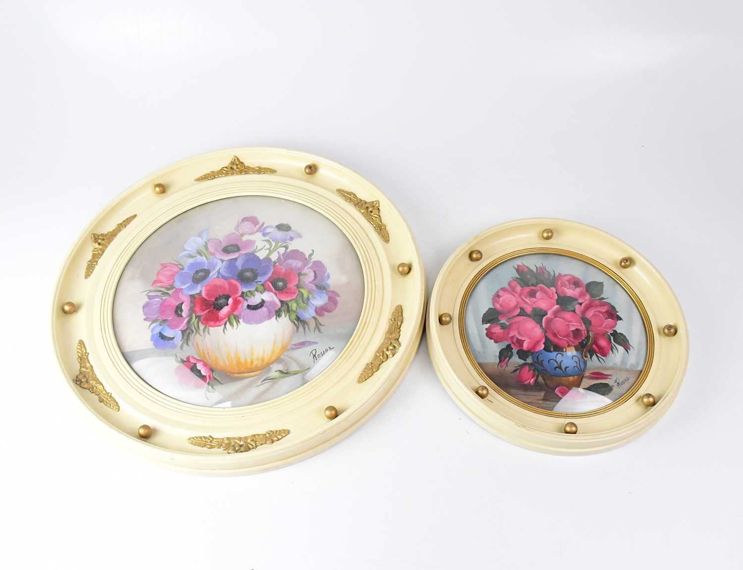 Lot 658 - ROSINA; oils, two circular paintings of