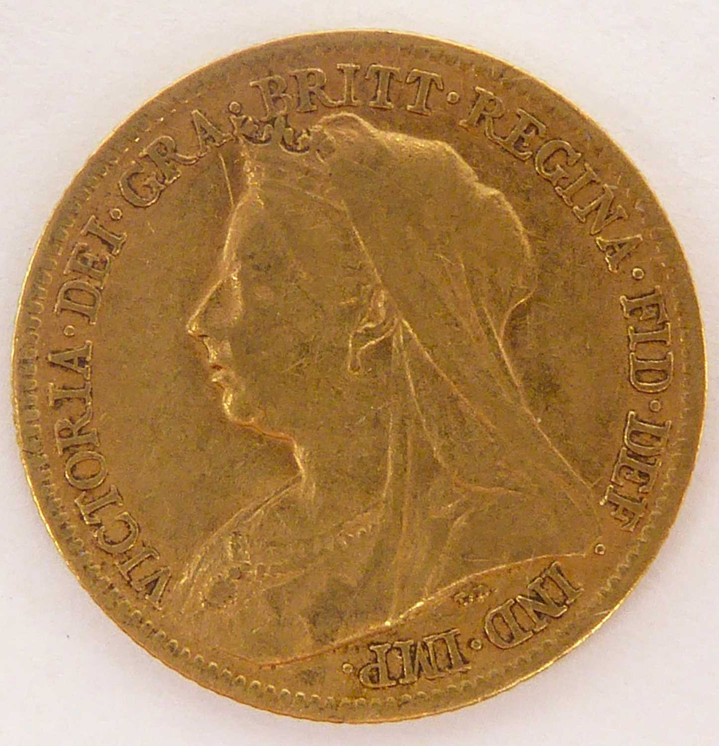 Lot 890 - A Victorian half sovereign 1899, old head,