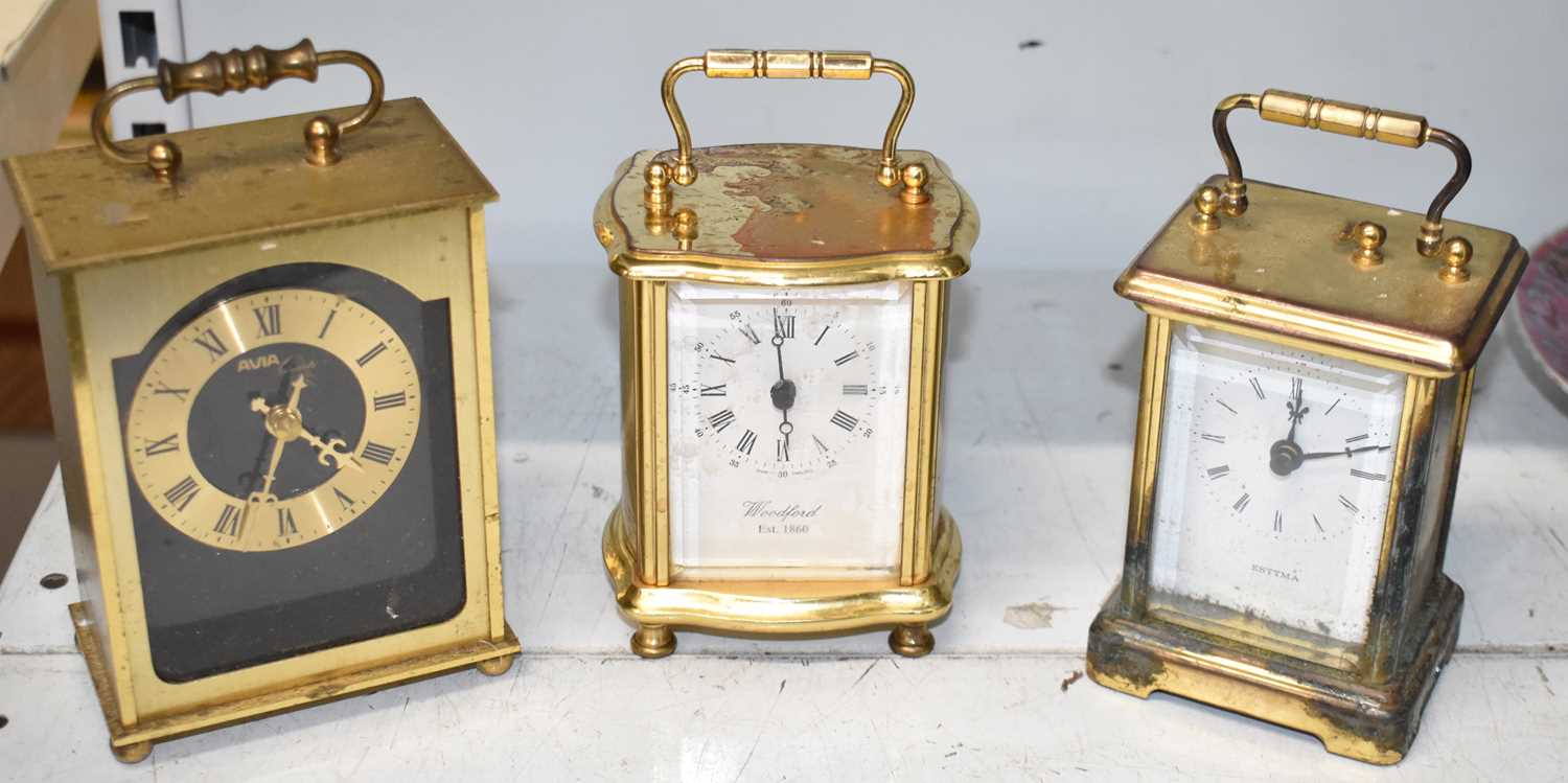 Lot 121 - Three modern brass cased carriage clocks, to