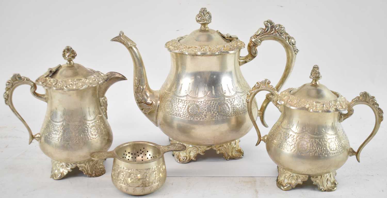 Lot 615 - An Indian silver plated four piece tea