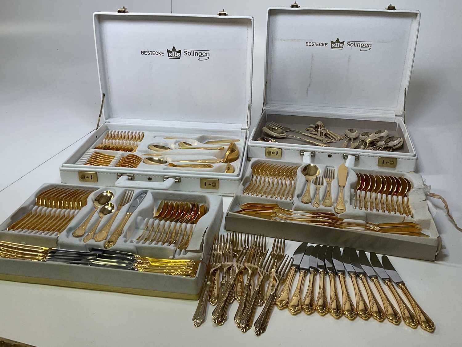 Lot 1006 - Two cases of Solingen gold plated cutlery