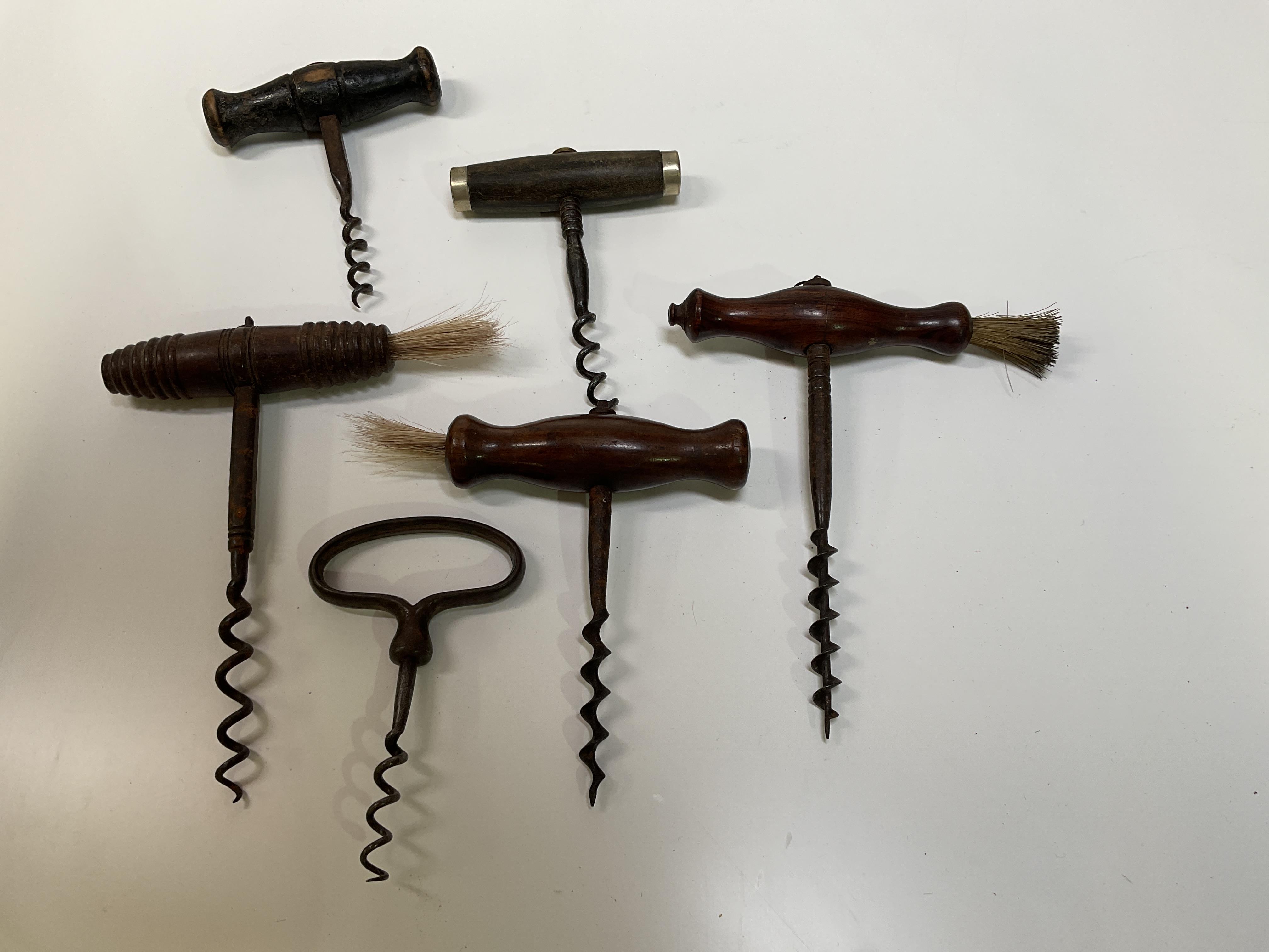Lot 17 - Collection of corkscrews, an iron lock and