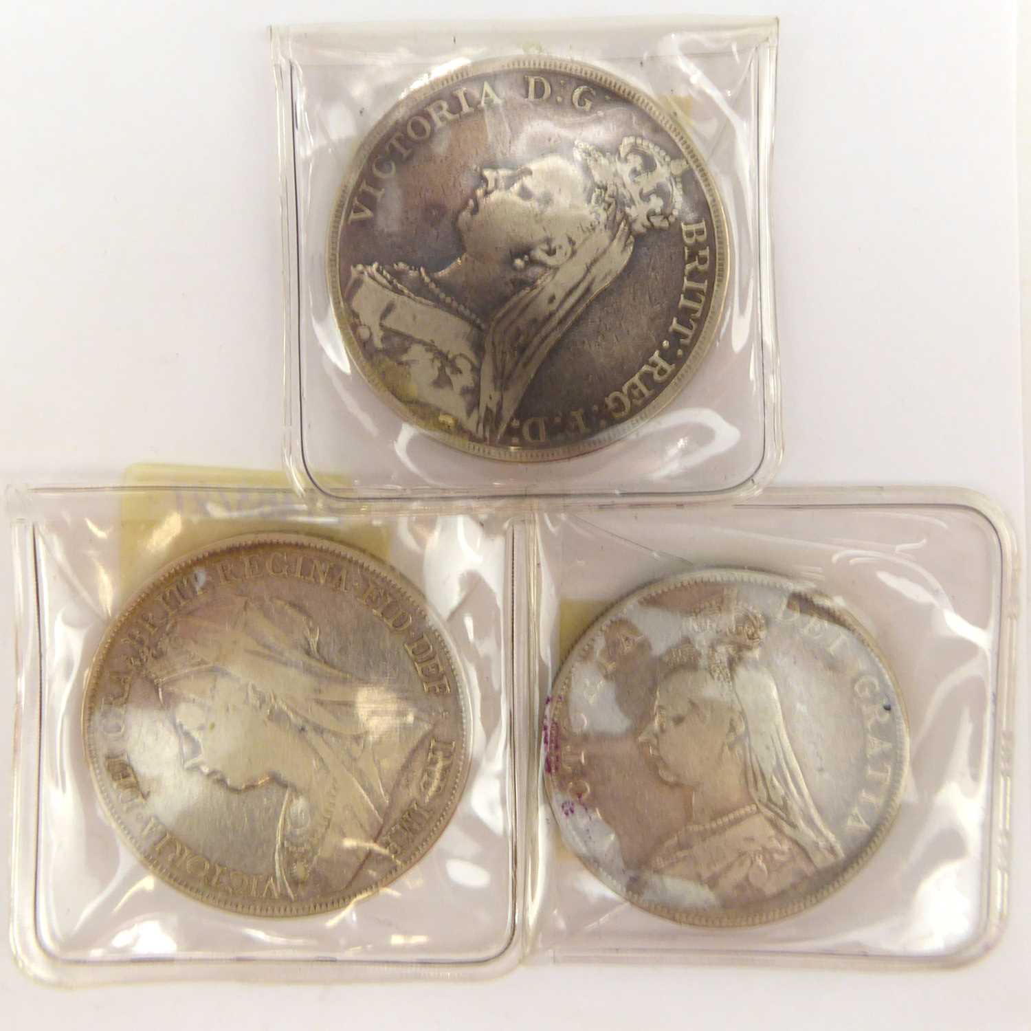 Lot 967 - Two Victorian silver crowns, 1889 Jubilee