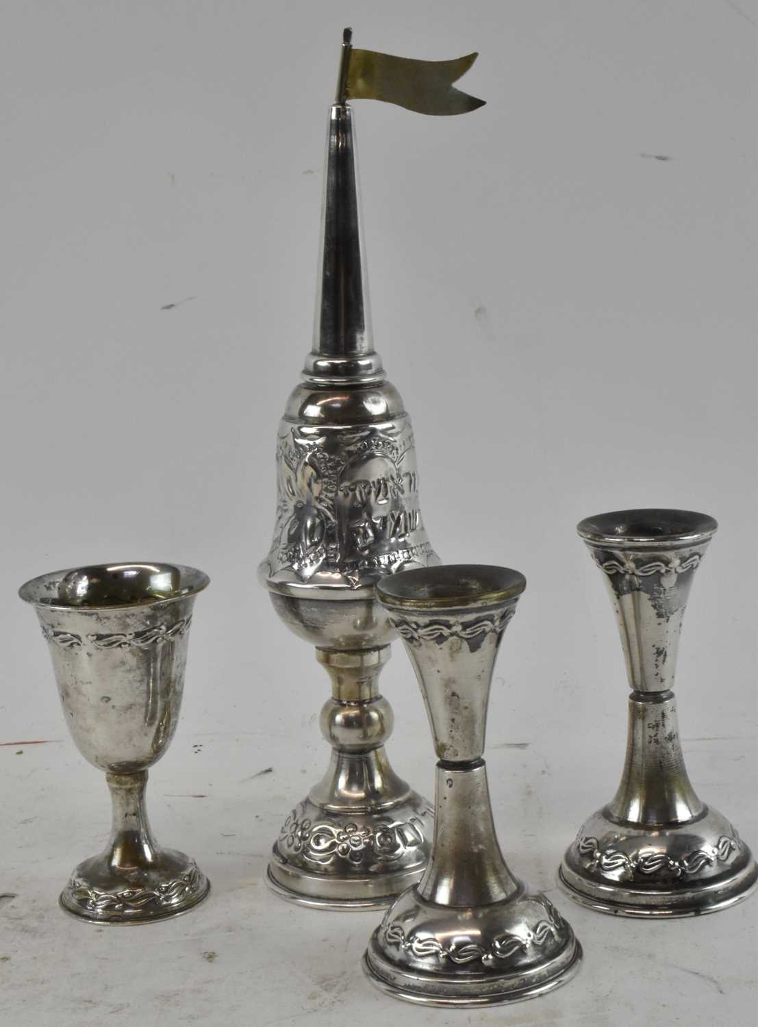 Lot 641 - An 800 grade silver spice tower, together