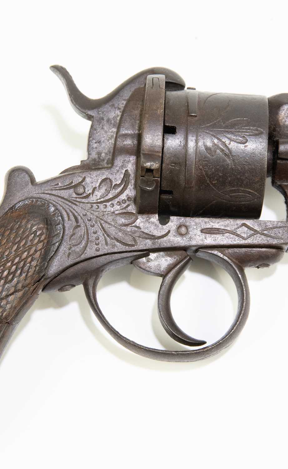 Lot 626 - A Belgian six-shot pin fire revolver, with