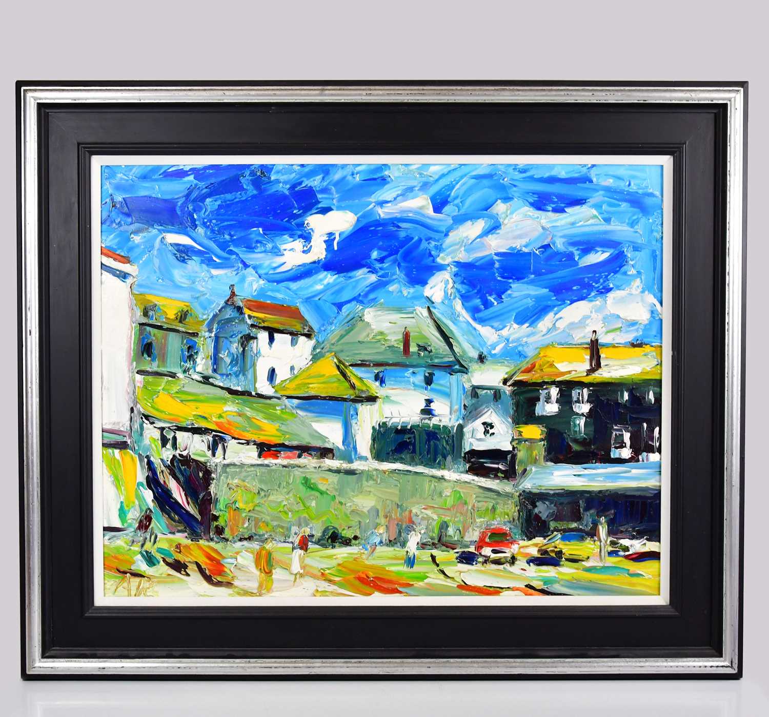 Lot 224 - ALAN KNIGHT (born 1949); oil on board, 'Port