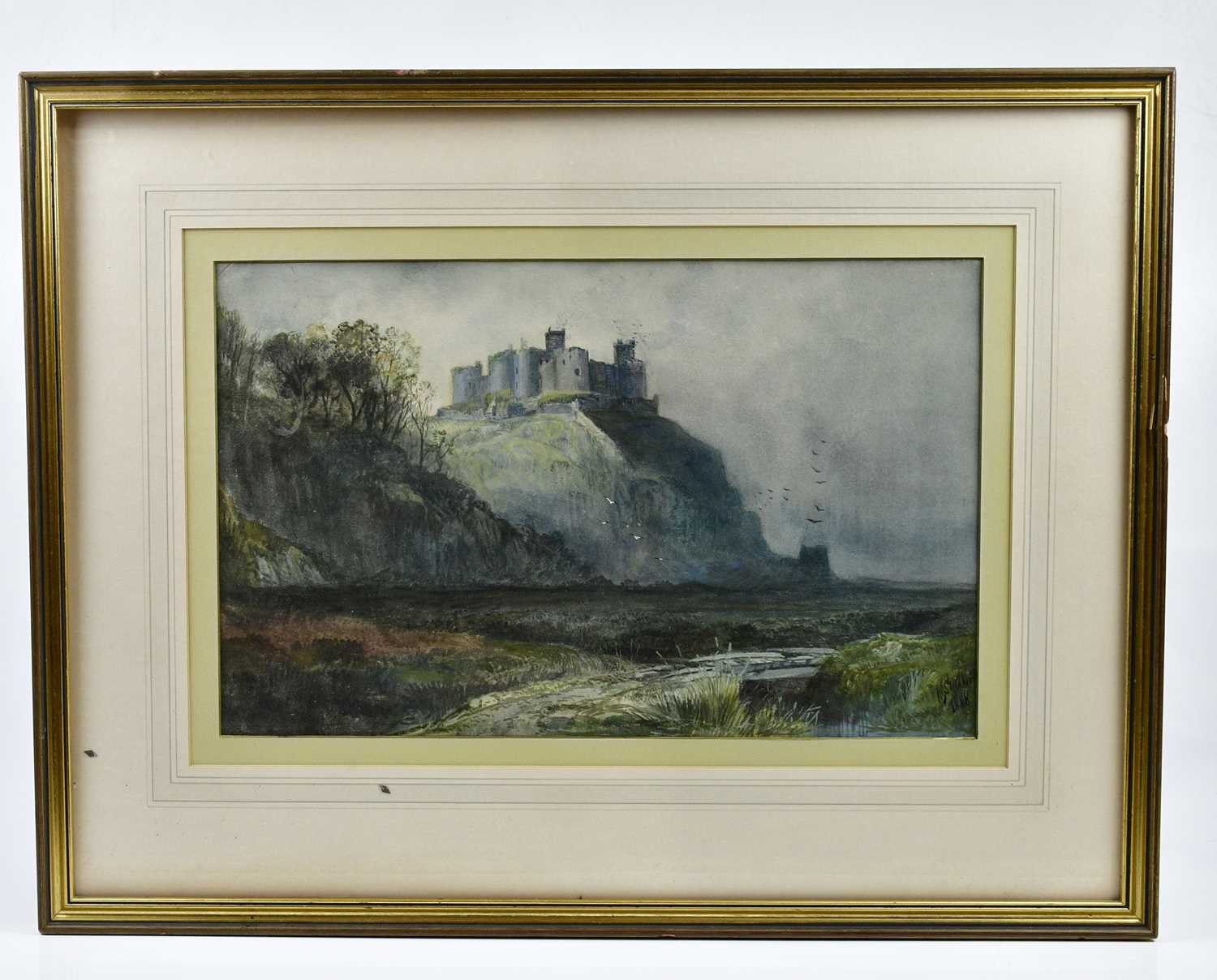 Lot 324 - K. SHAW; watercolour, castle on hill, signed