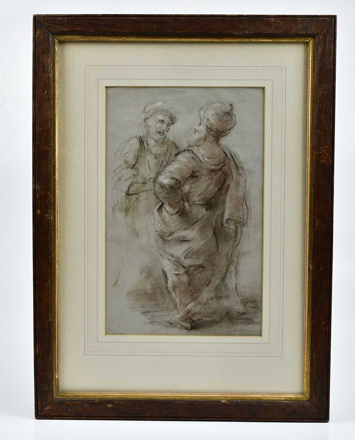 Lot 334 - UNATTRIBUTED; charcoal, study of two figures,