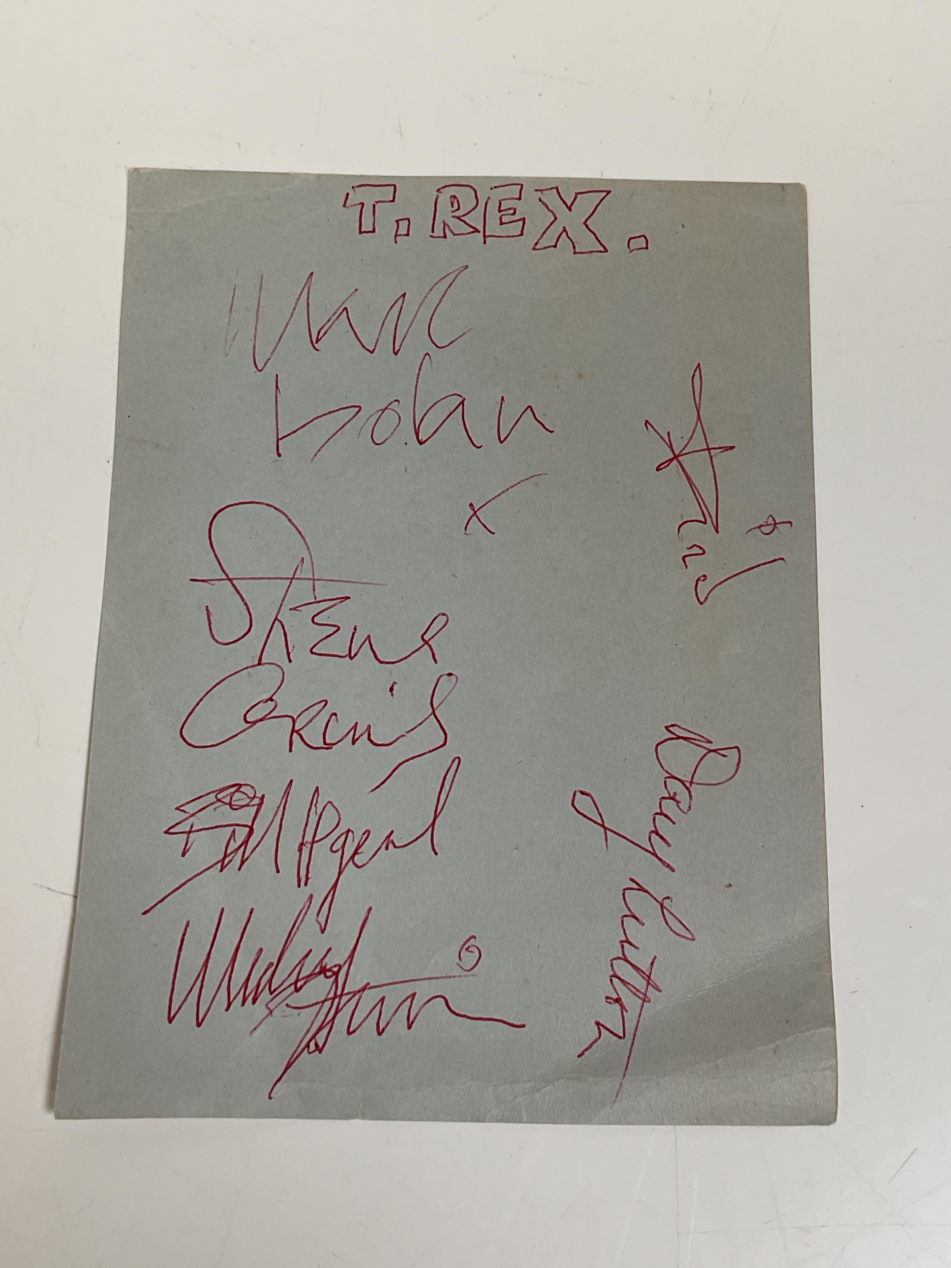 Lot 2093 - T-REX; a page from an autograph book