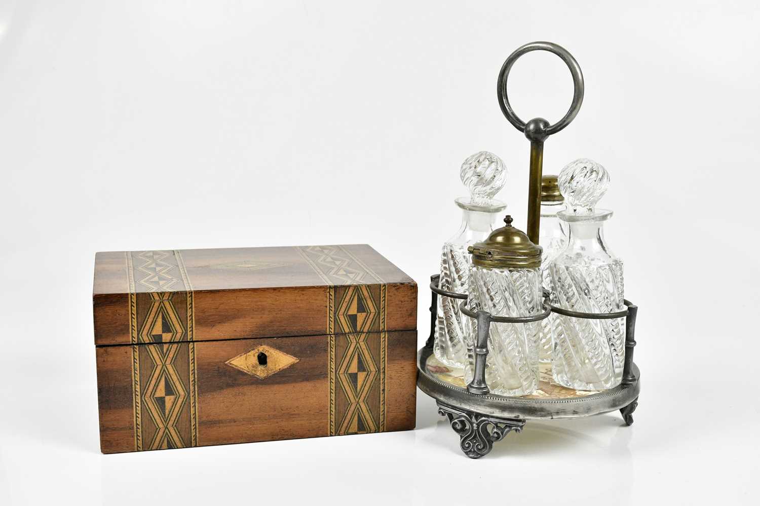 Lot 1085 - A small Victorian walnut trinket box and a