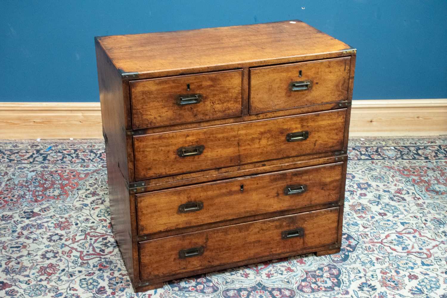 Lot 2334 - A 19th century brass bound teak campaign