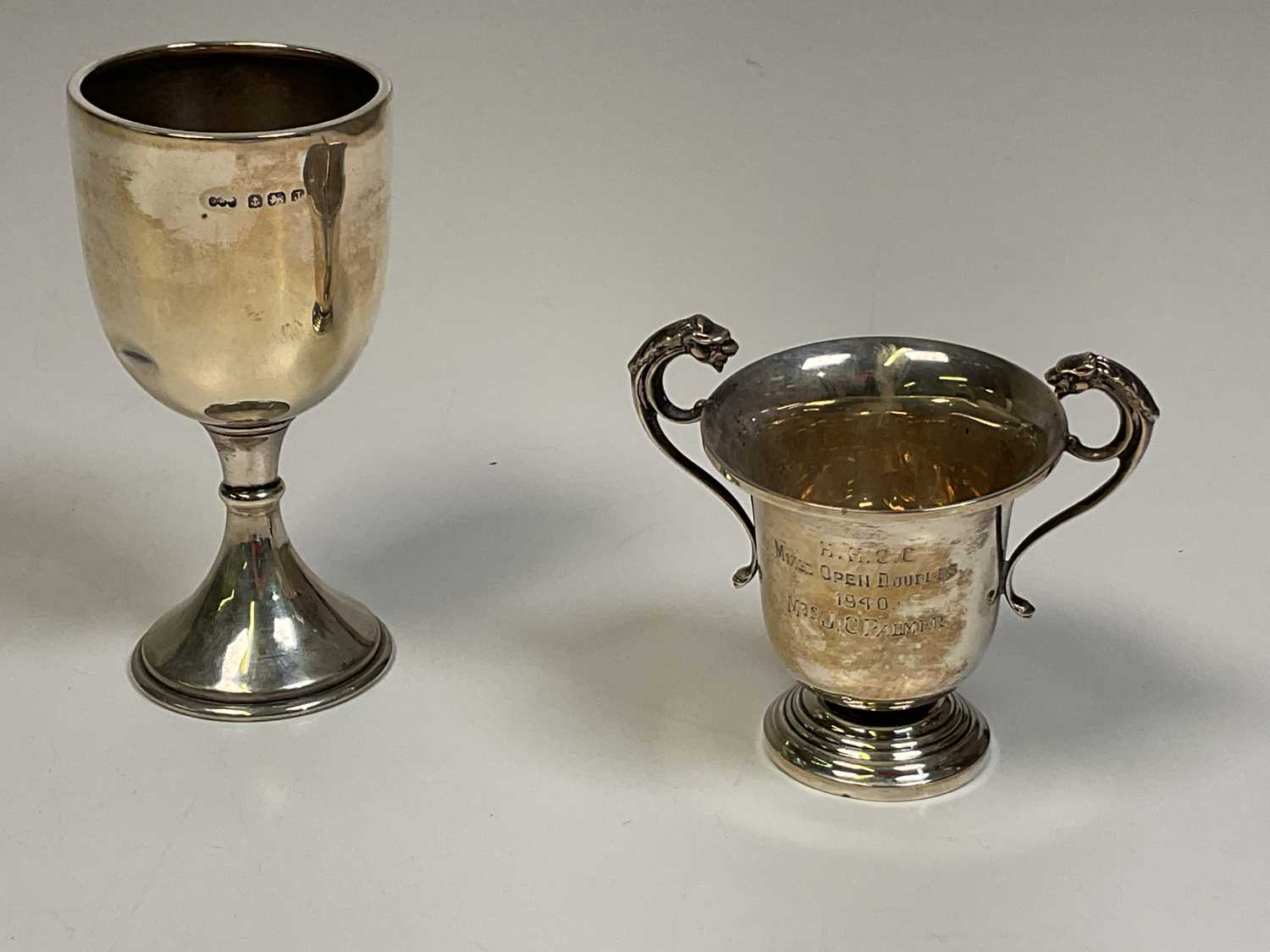 Lot 1140 - A hallmarked silver trophy goblet with