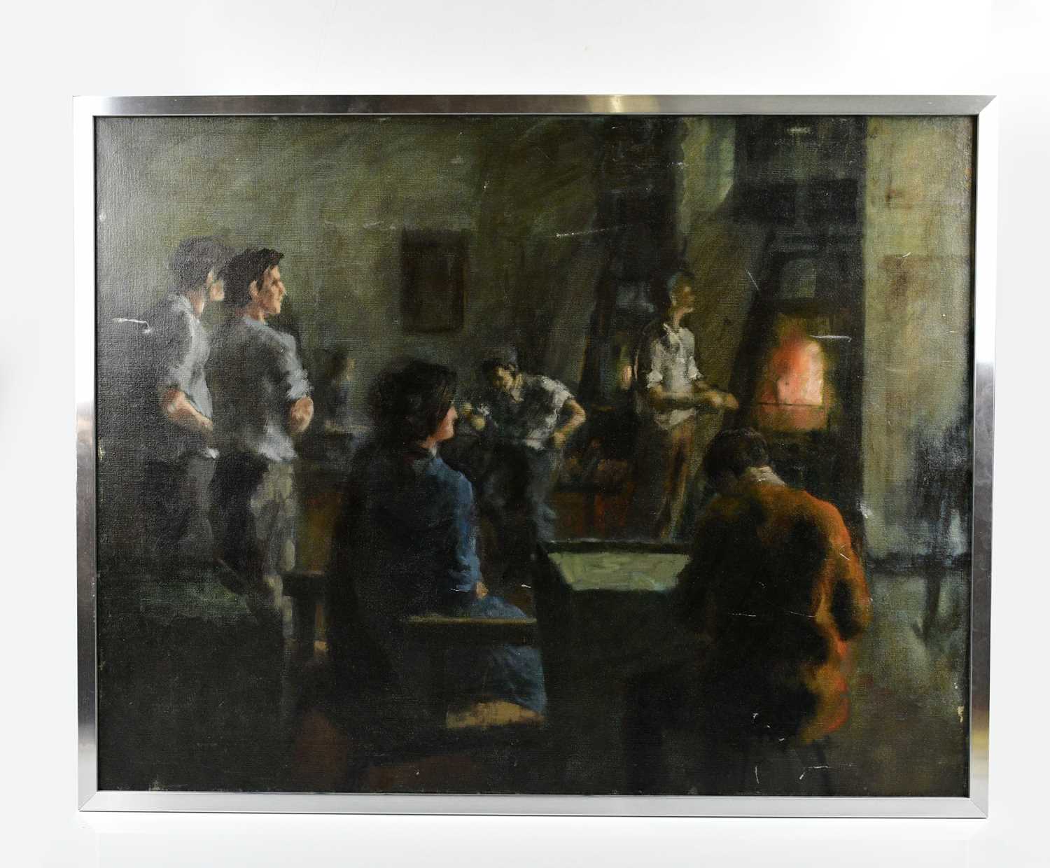 Lot 272 - J HADLEY; oil on canvas, pub scene, signed