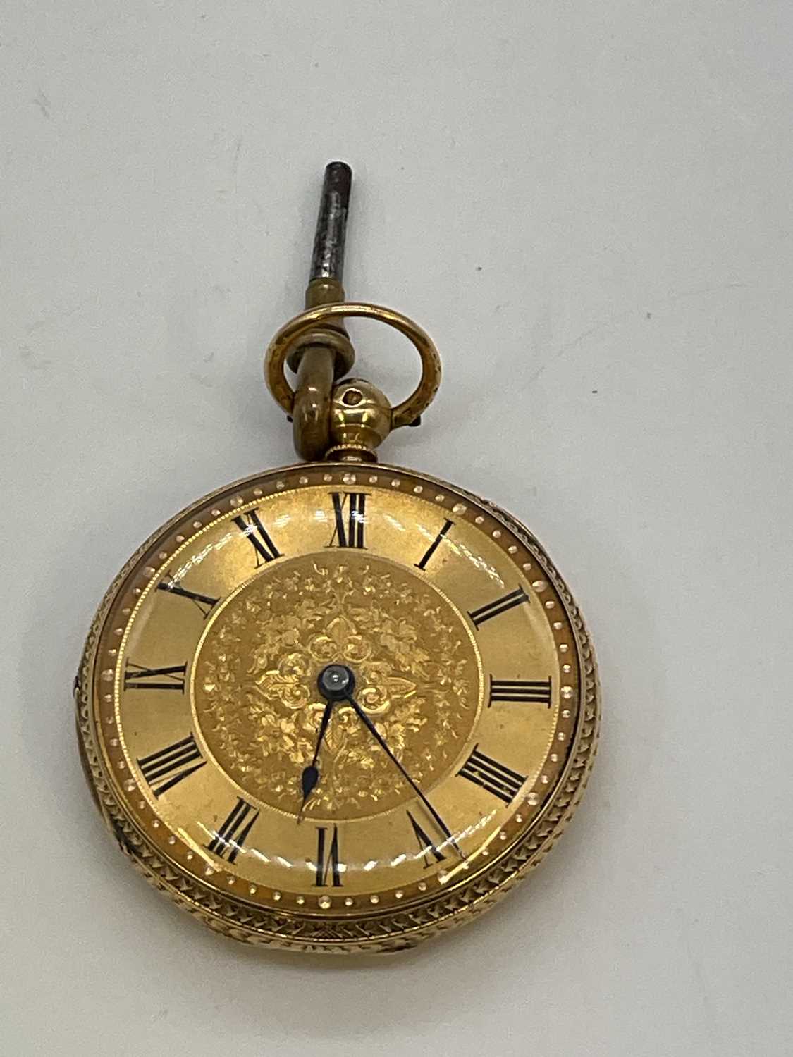 Lot 1293 - A Victorian 18ct yellow gold key wind open